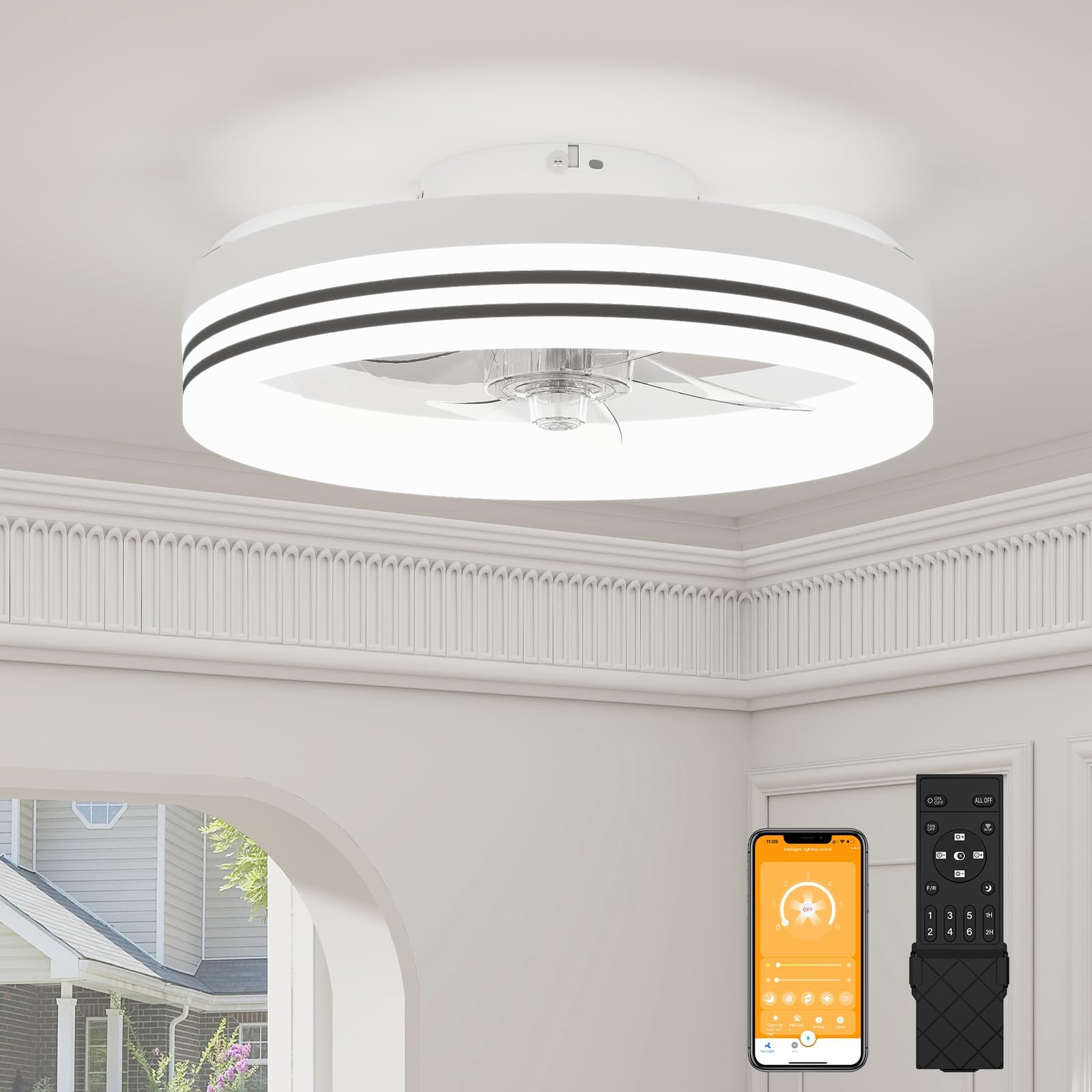 Amazon.com: VOLISUN Low Profile Ceiling Fans with Lights and Remote ...