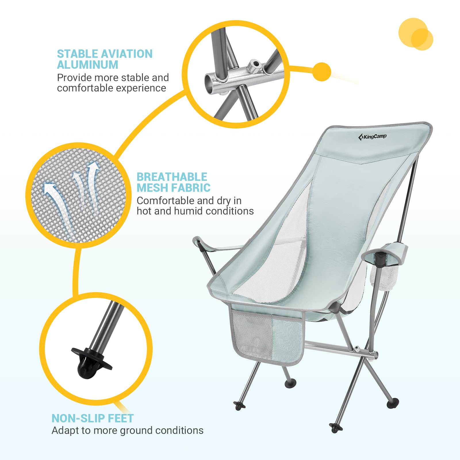 KingCamp Compact Camping Chairs for Adults 2 Pack Ultralight High Back ...