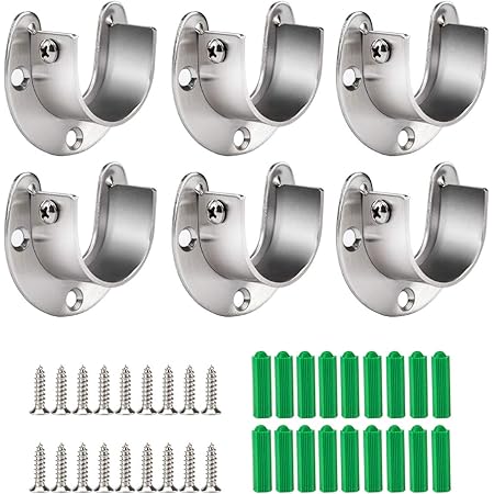 Amazon.com: Favordrory 6 Pieces Stainless Steel Closet Pole Sockets Rod ...