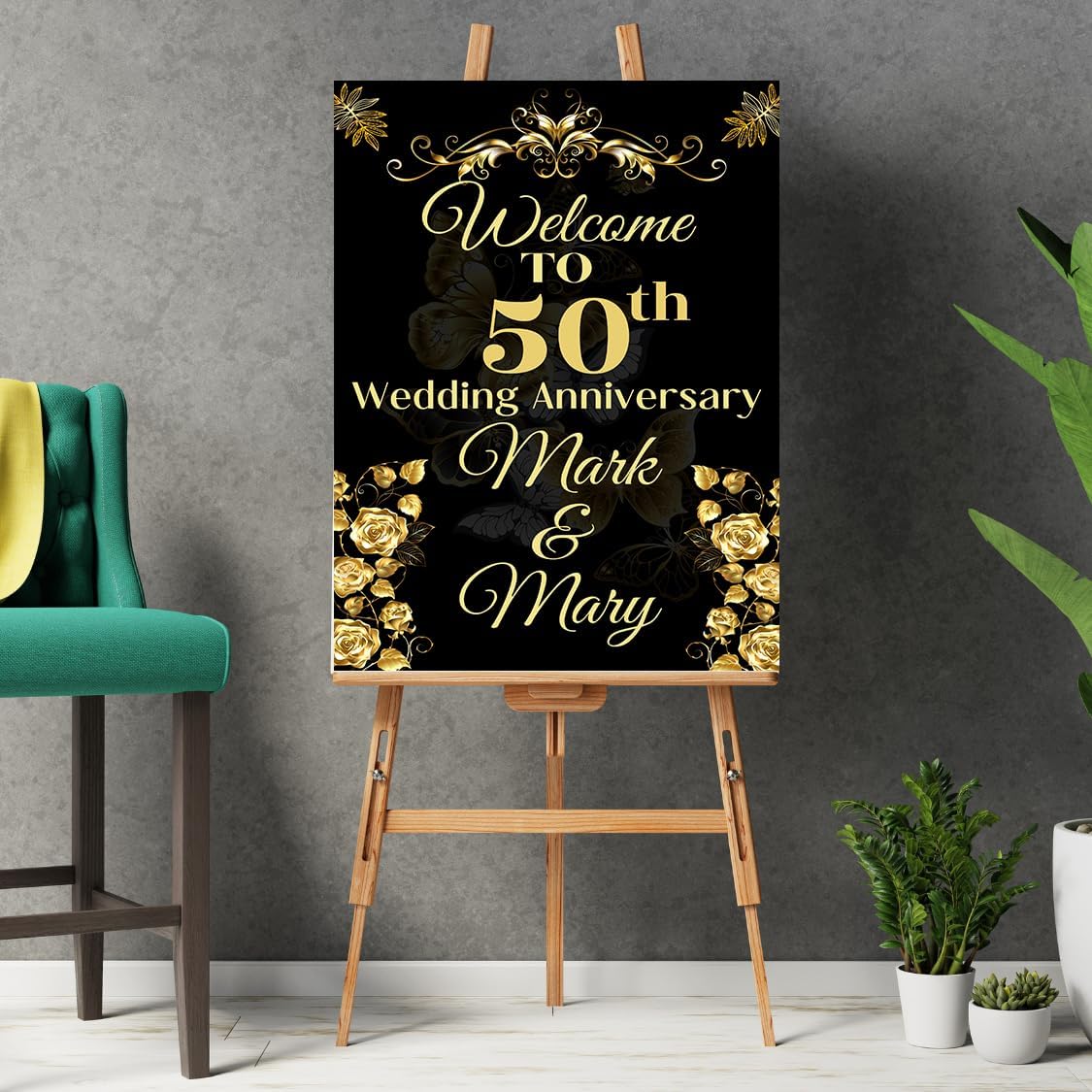Amazon.com: 50th Wedding Anniversary Welcome sign, Anniversary Party ...