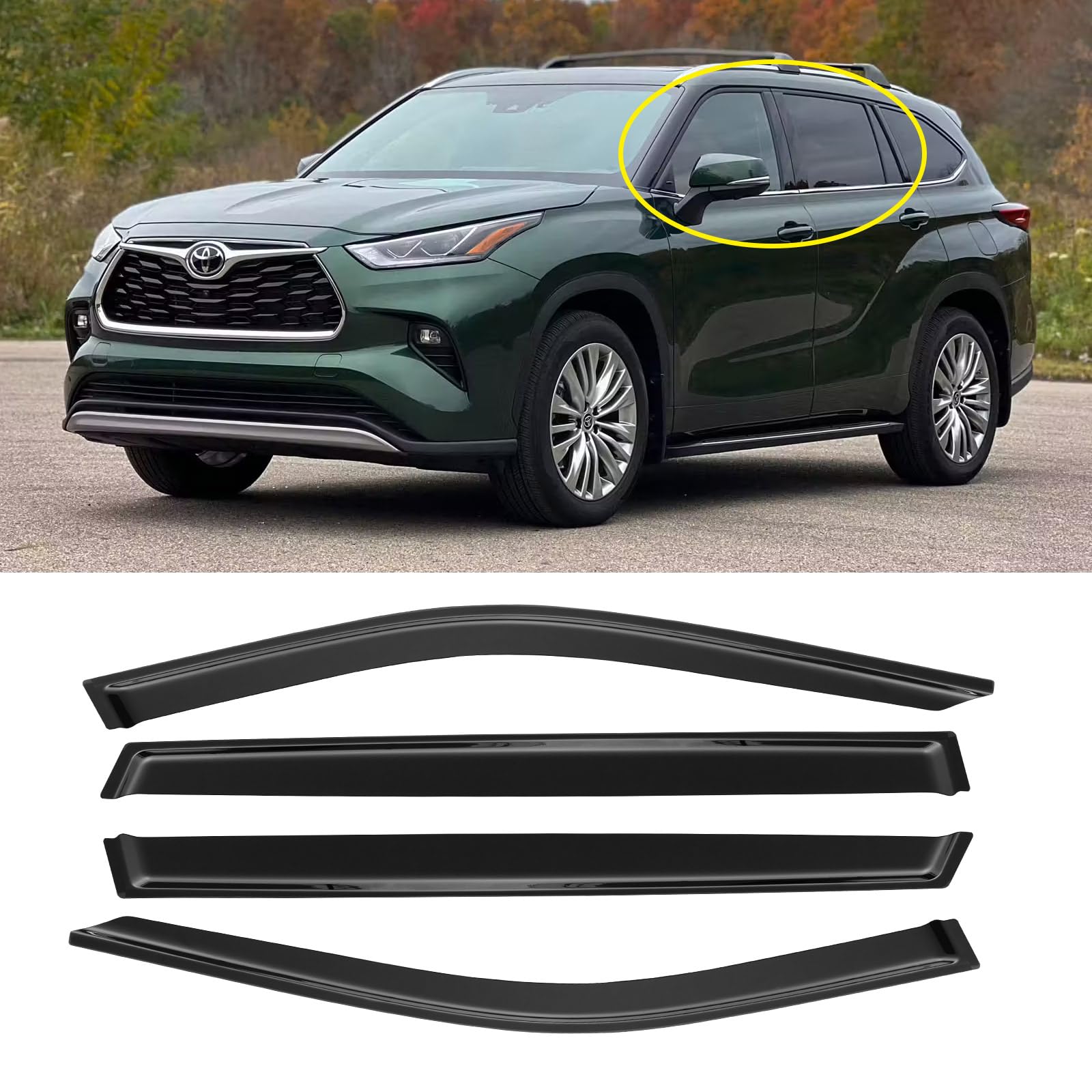 Snapklik.com : Window Rain Guards For 2020-2025 Toyota Highlander