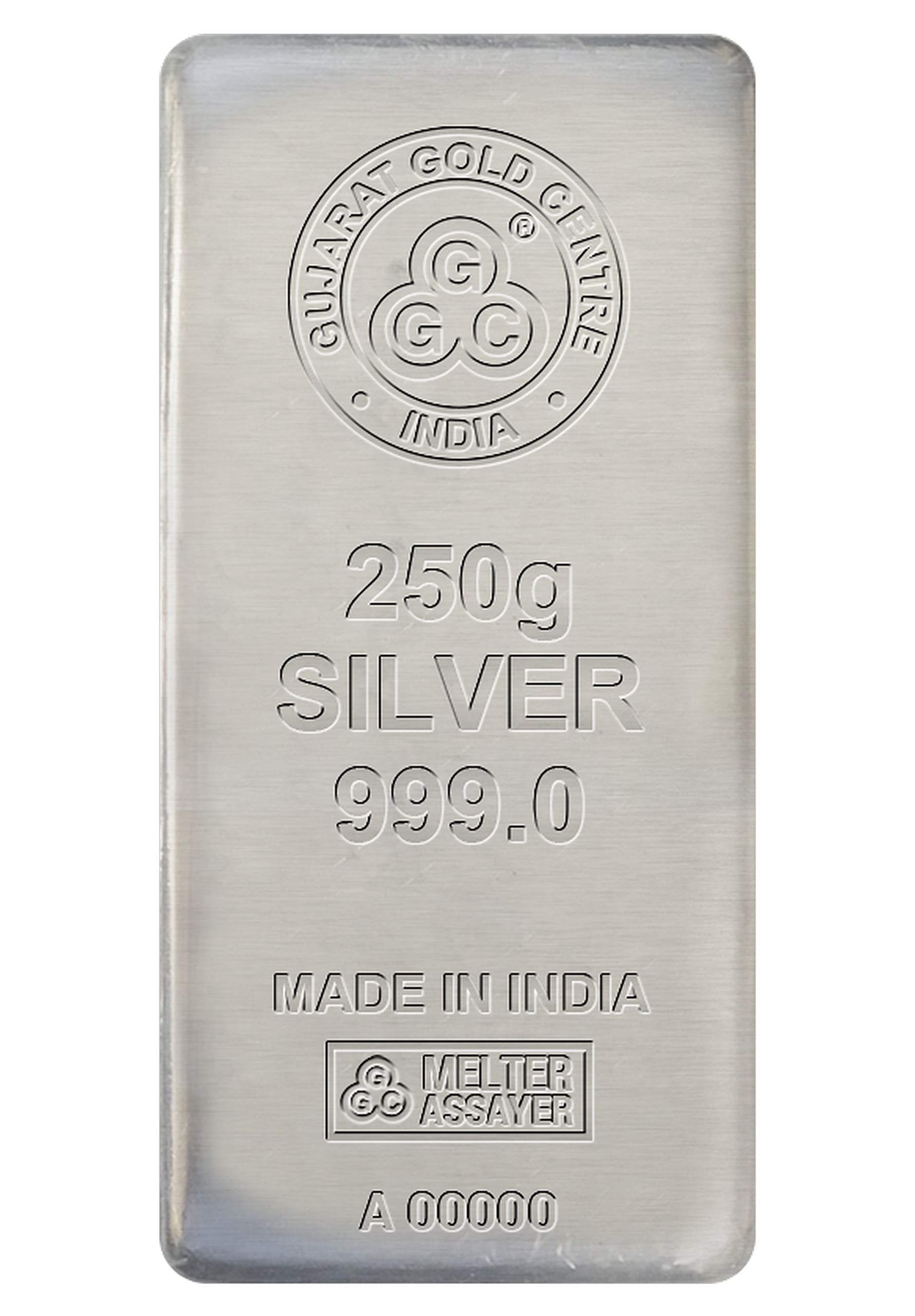 GGC Gujarat Gold Centre 24k (999) Silver 250 Gram Silver Cast Bar ...