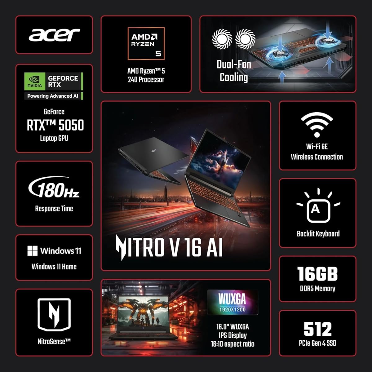 Snapklik.com : Acer Nitro V 16 AI WUXGA
