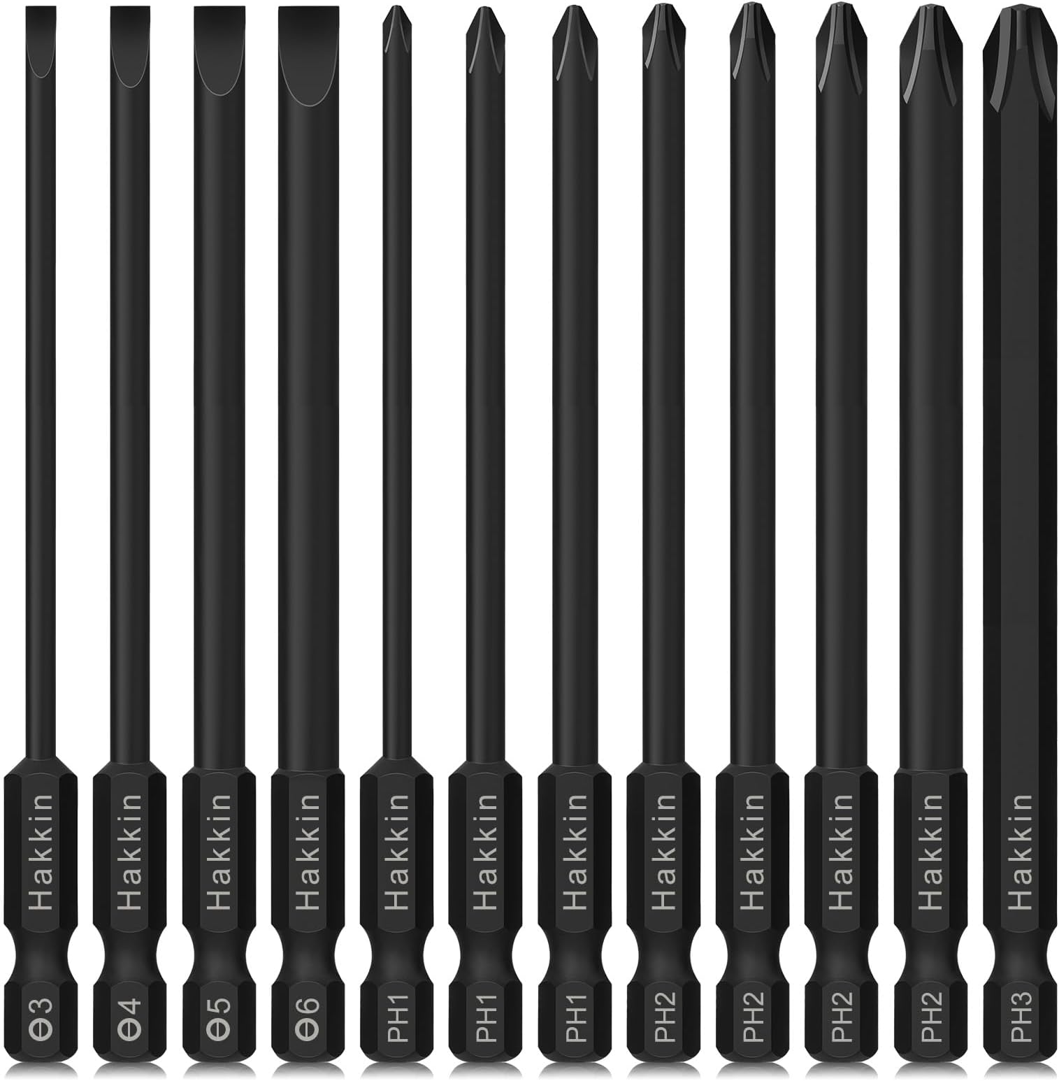 NORTOOLS 18 PCS 90mm CRV Long Screwdriver Bit Set with Hex Shank ...