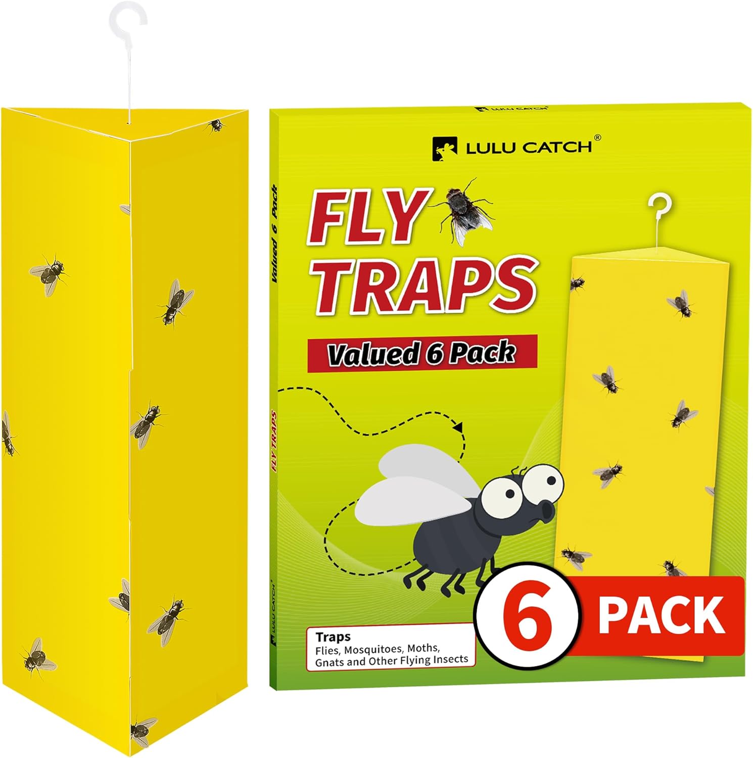 Amazon.com : LULUCATCH Fly Glue Trap, 6 Pack Adhesive Fly Traps, Gnat ...