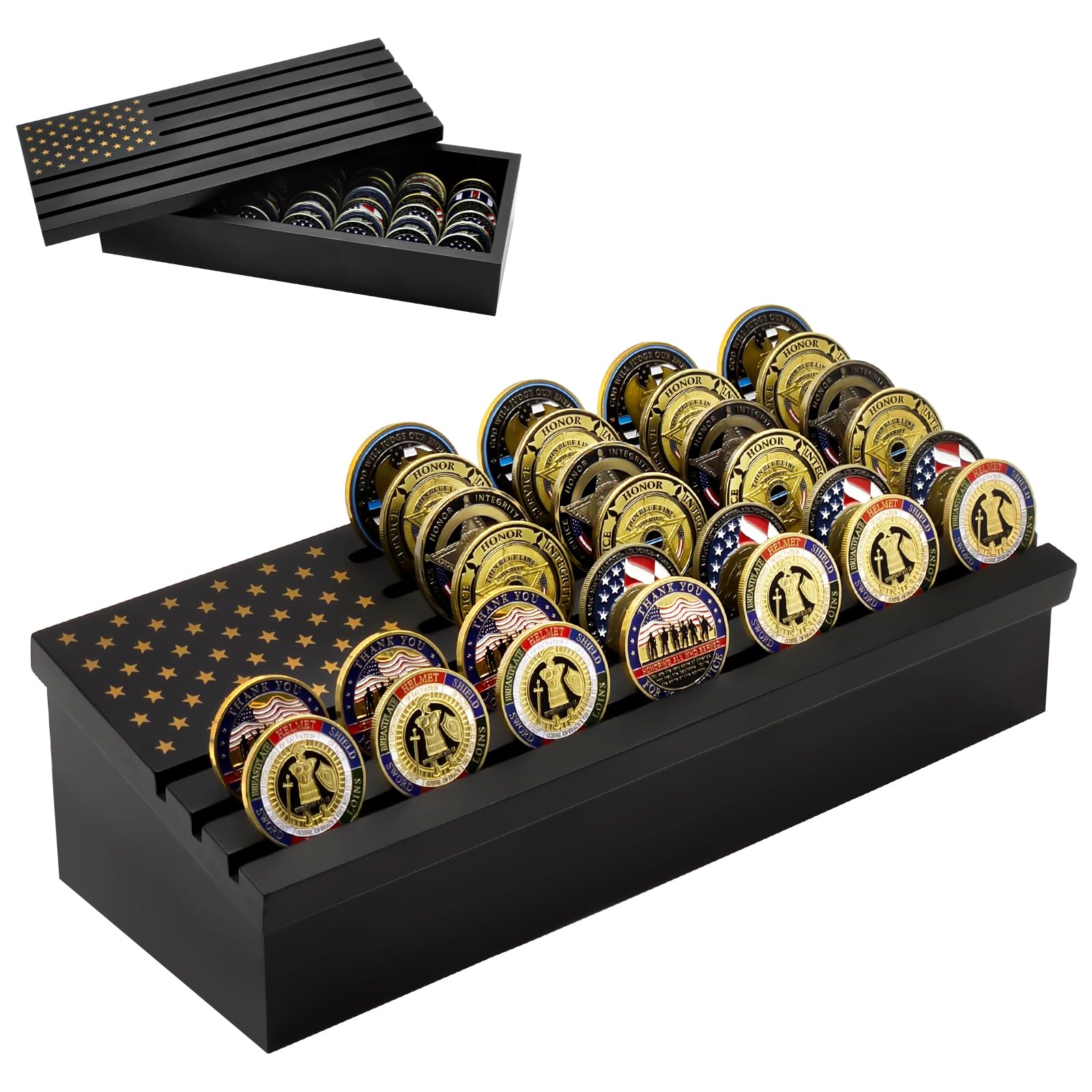 Amazon.com: LIUYALO Large Capacity Wooden Challenge Coin Display Case ...