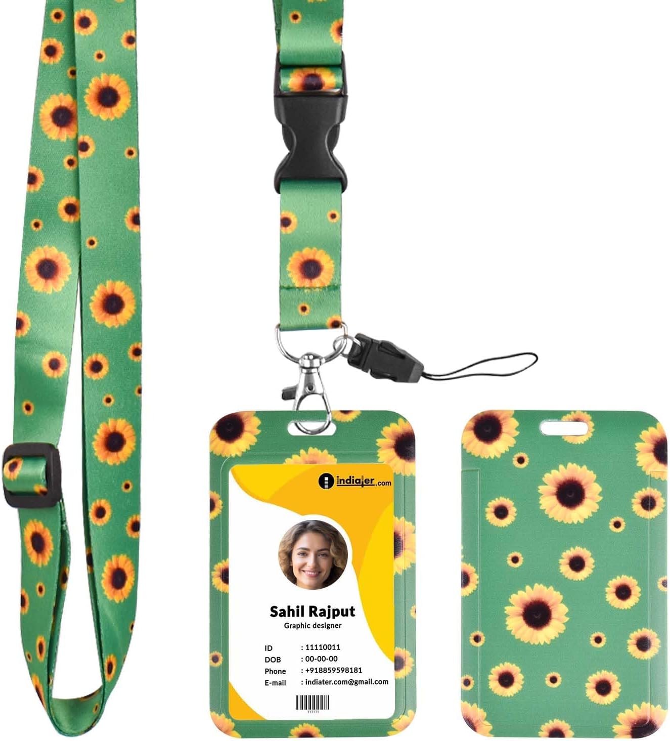DUMING-IN ID Badge Holder with Detachable Neck Lanyard Strap, Sunflower ...