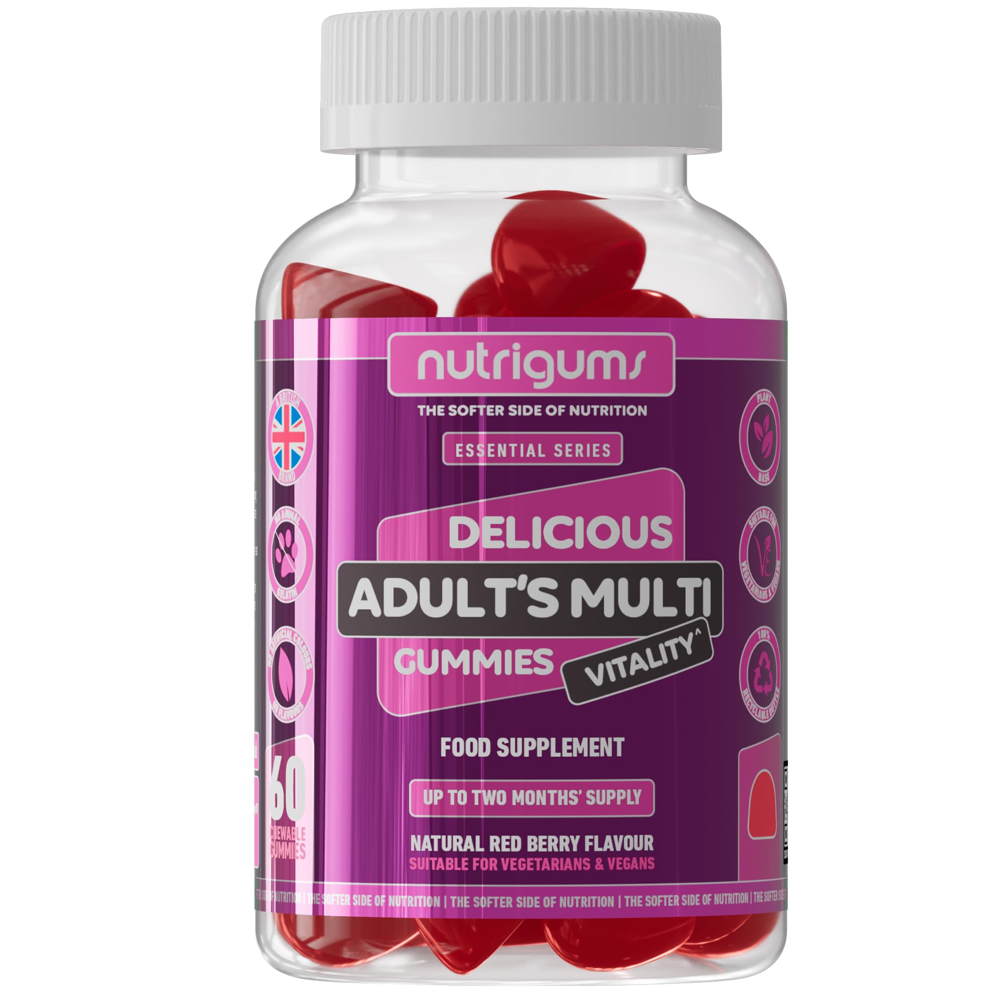 Adult Multi Vitality Gummy | Mixed Berry Flavour | 60 Vegan Gummies ...