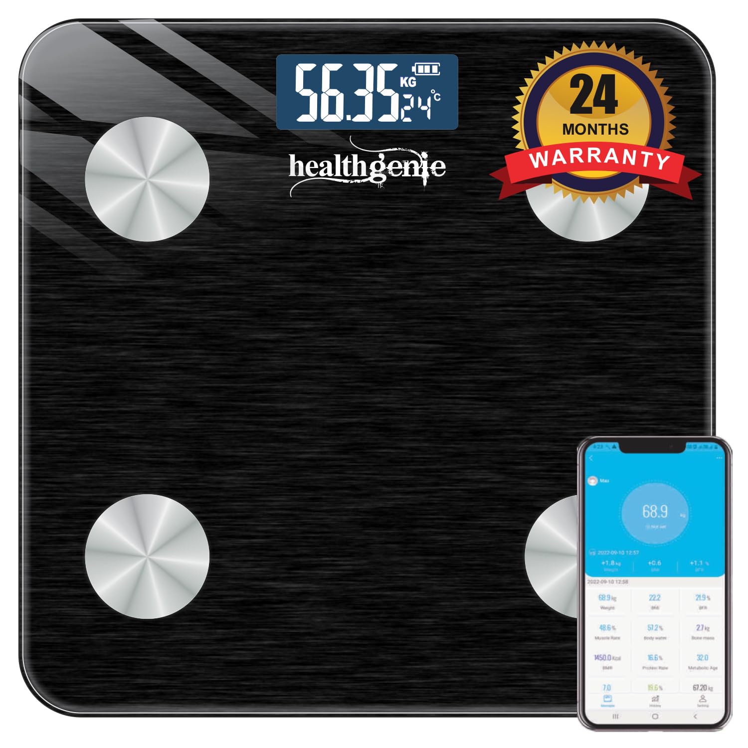 Healthgenie Smart BMI Weight Machine for Body Weight with 18 Body ...