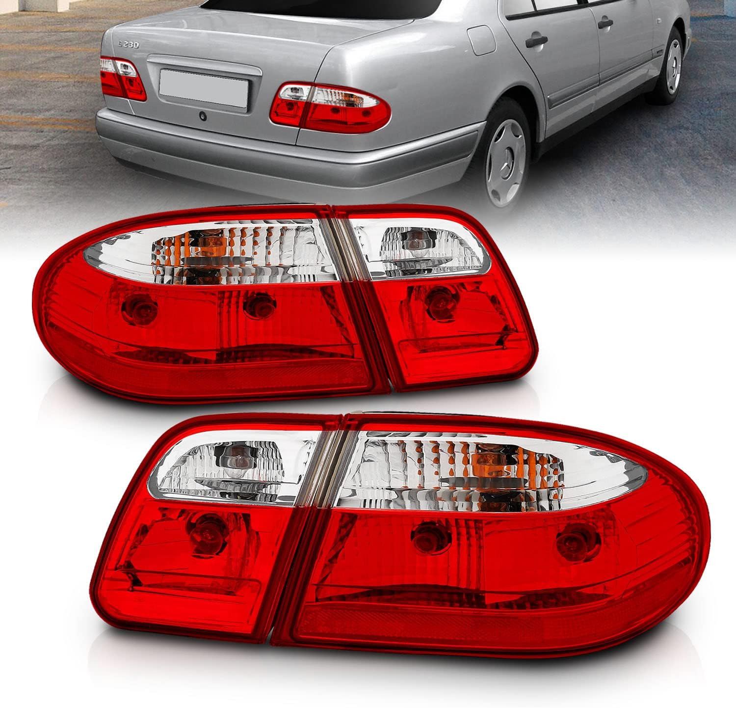 Amazon.com: AKKON - For 96-02 Benz W210 E-Class Red Clear Lens LED Tail ...