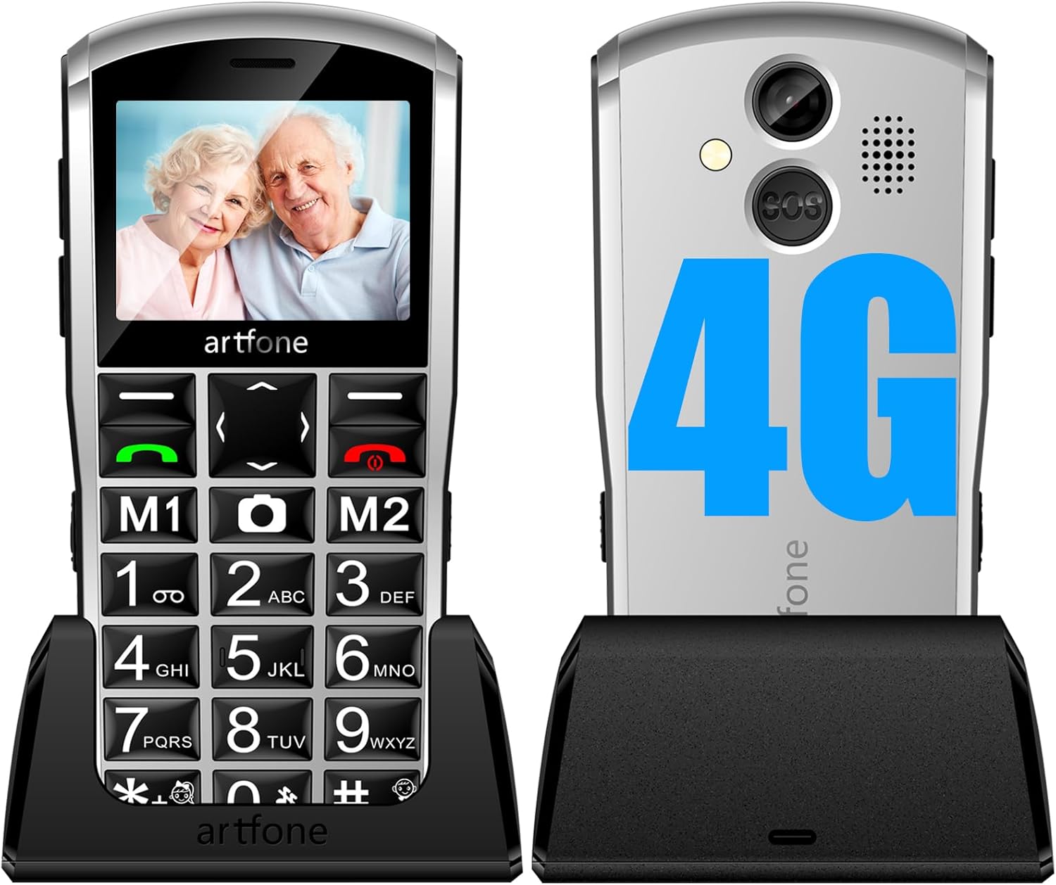 artfone 4G VoLTE Senior Mobile Phones, SIM Free Big Button Basic Mobile ...