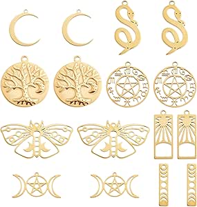 Amazon.com: SUNNYCLUE 1 Box 16Pcs 18K Gold Plated Stainess Steel Tarot Style Tree of Life Charms ...