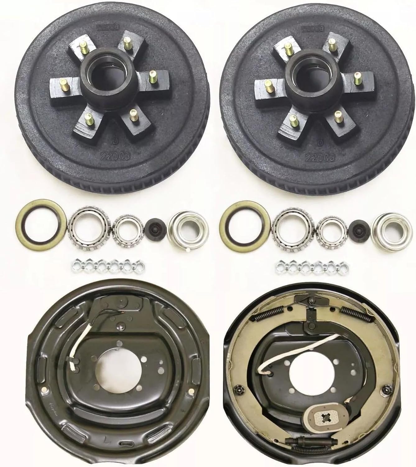 Amazon.com: 6 on 5.5" Trailer Hub Drum Kits w/ 12"x2" Electric Brakes for 5200-6000 lbs Axle ...