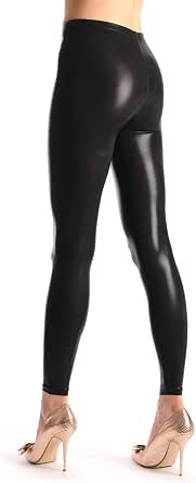 Black Sleak Silky Wet Look - Black Plain Designer Gloss Leggings at ...