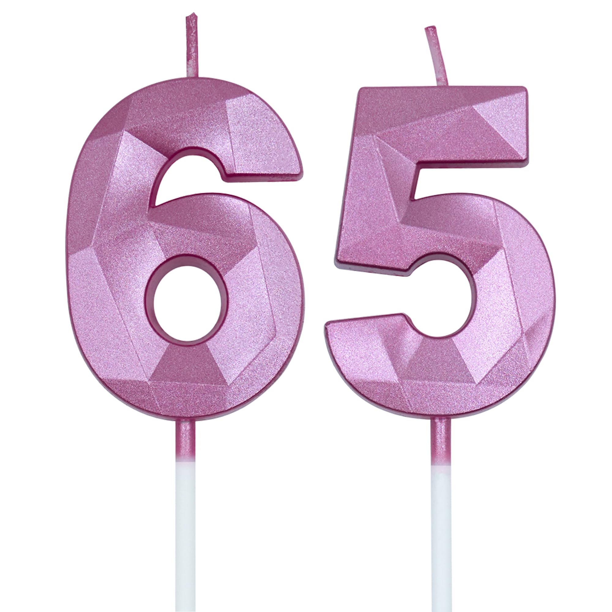 Amazon.com: 65th & 56th Birthday Candles for Cake, Pink Number 65 56 3D ...