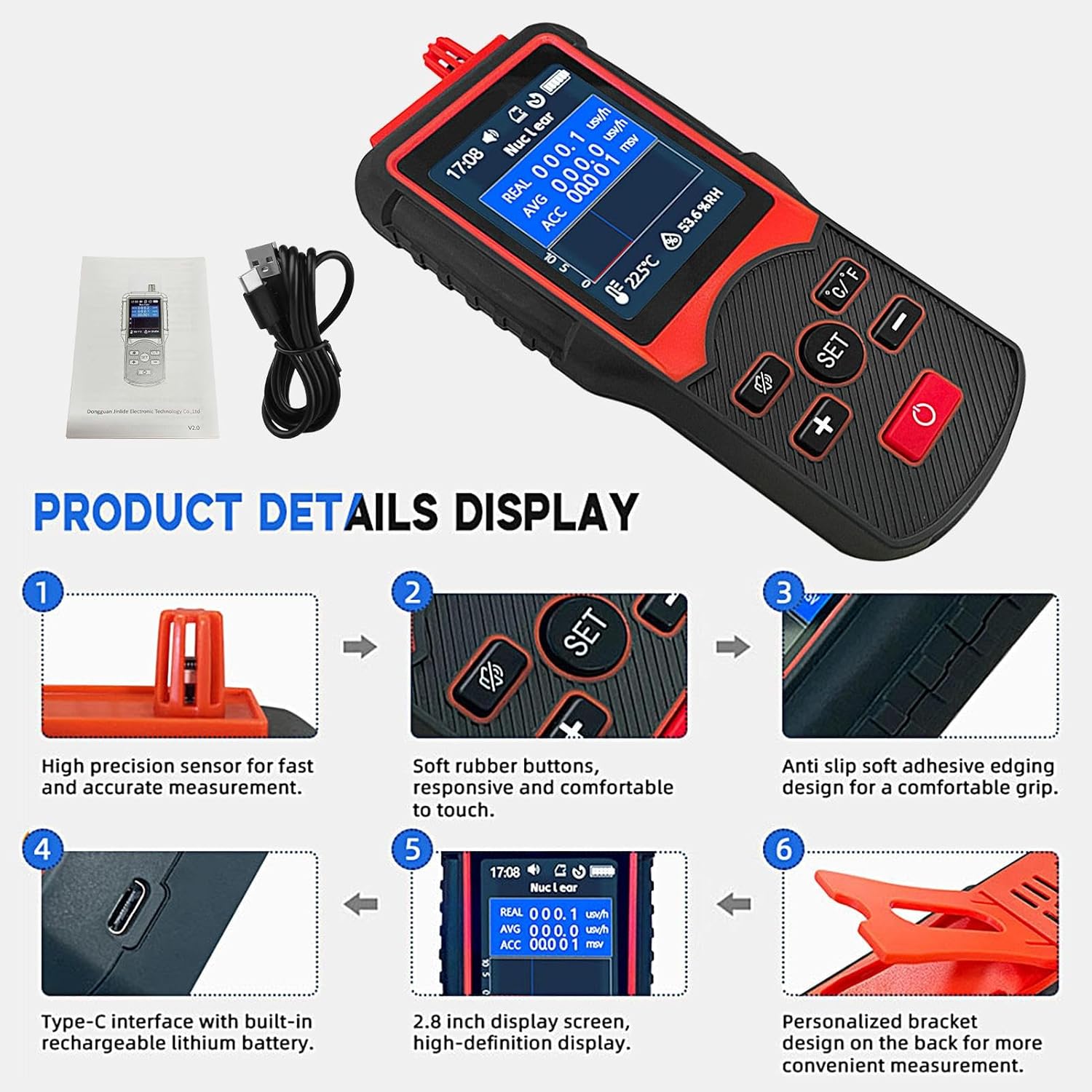 Nuclear Radiation Meter, Portable Handheld Emf Detector with Backlight ...