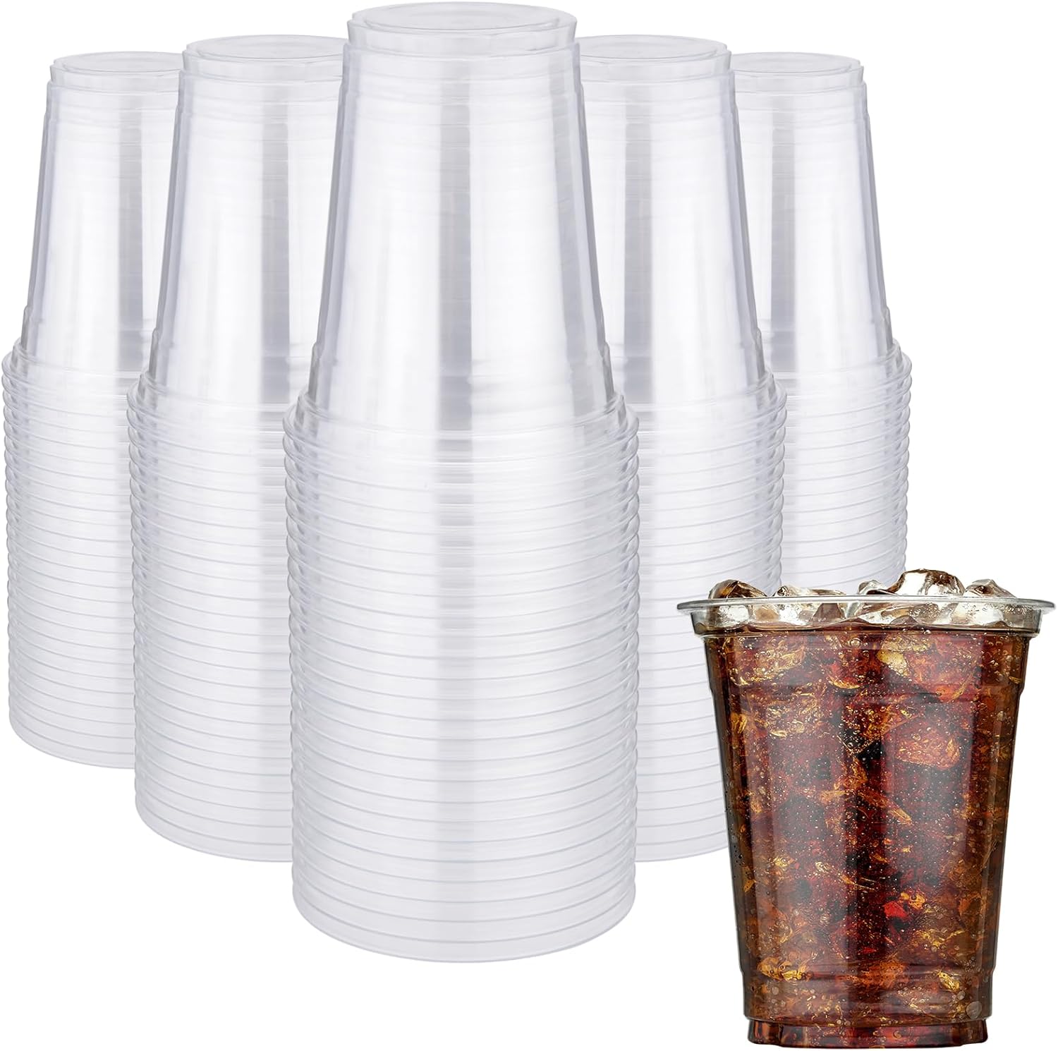 Amazon.com: TOROTON 12oz Sturdy Clear Plastic Cups Disposable, 100 Pack ...