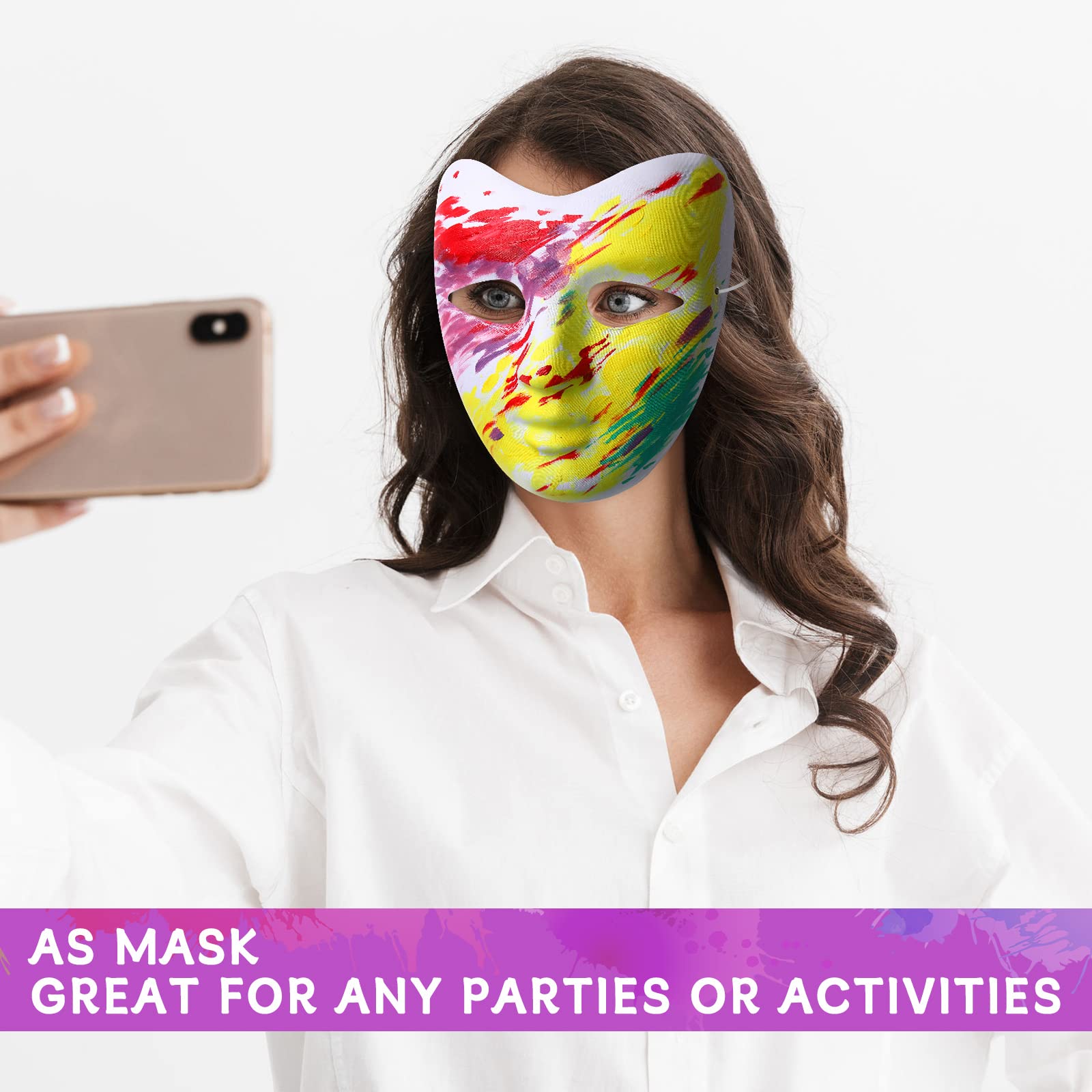 50 Pieces White Craft Mask Paper Mache Mask White DIY Mask Blank ...