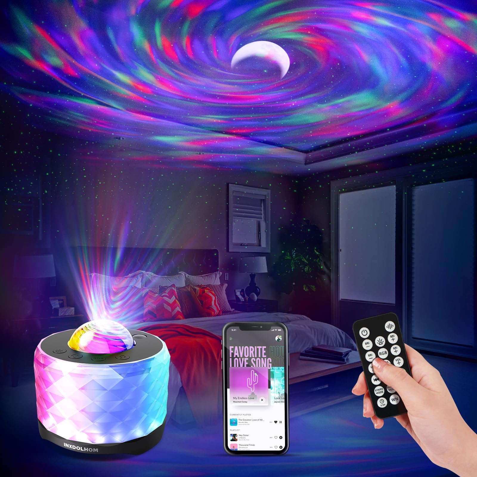 Galaxy Projector,Remote Control & White Noise Bluetooth Speaker,Star ...