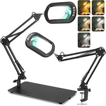 10X Rectangle Magnifying Glass with Light and Stand, 5 Color Modes ...