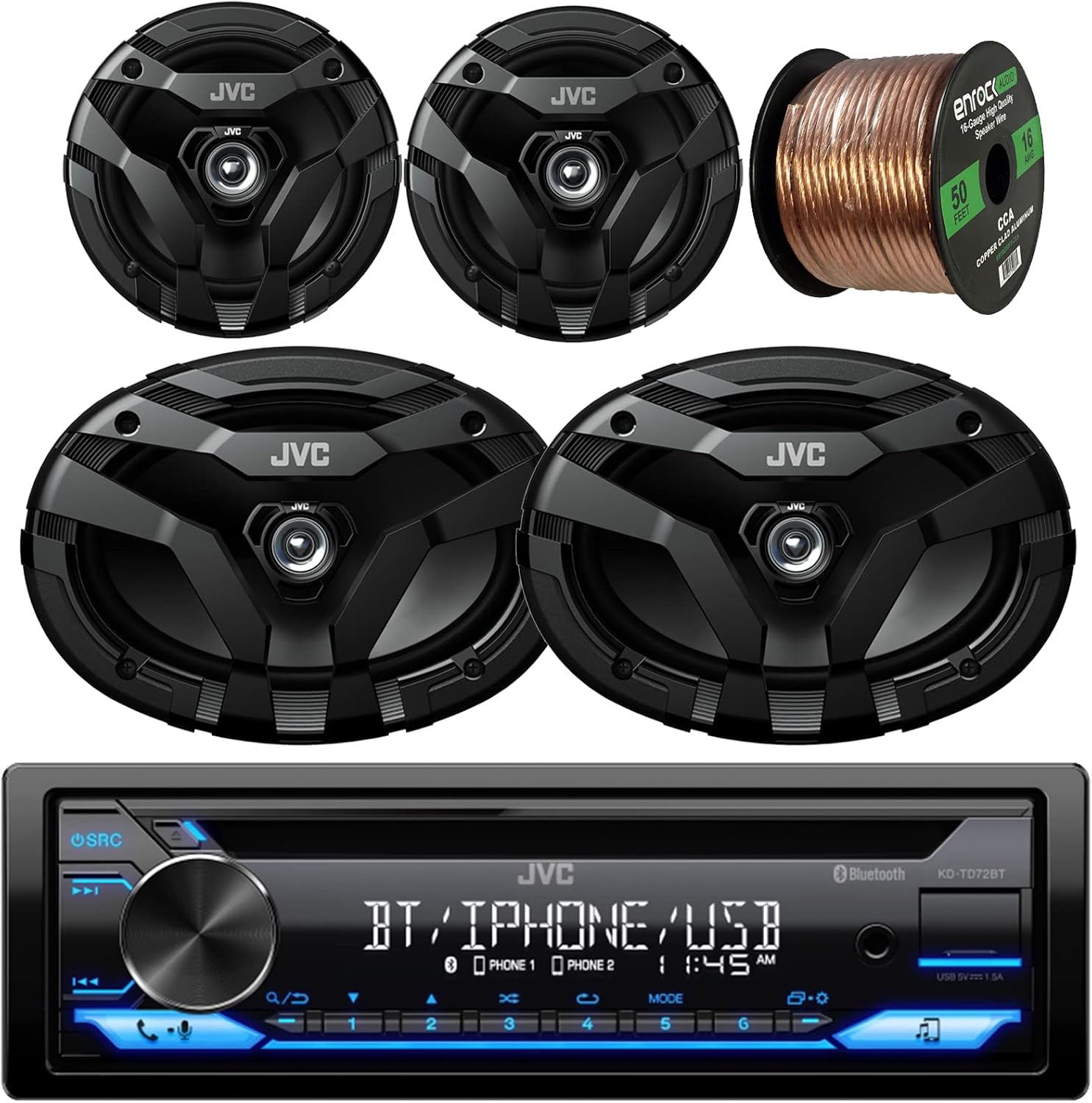 Amazon.com: JVC In-Dash Bluetooth USB AUX AM/FM Radio CD Audio Stereo ...