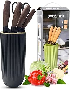Amazon.com: Kitchen Knife Set With Block, 6-Piece Premium Sharp Knife ...