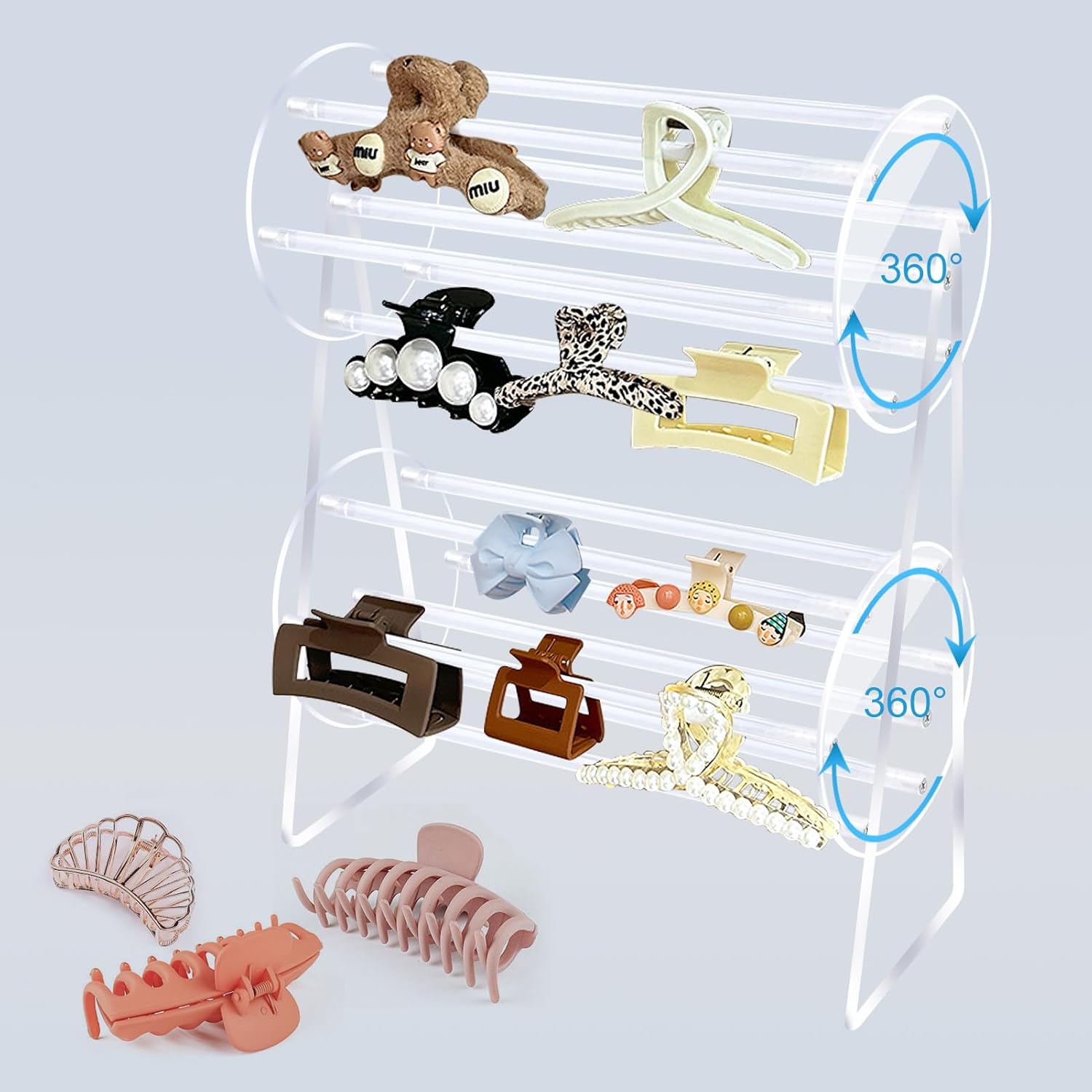Amazon.com: Acrylic Claw Clip Organizer Holder, 360-Degree Rotating ...
