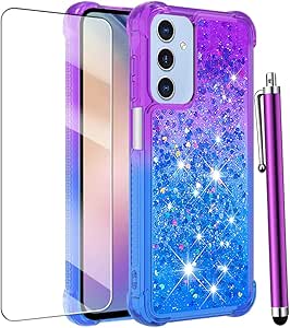 Amazon.com: CAIYUNL for Samsung Galaxy A16 5G Case with Screen Protector, Glitter Sparkle Liquid ...