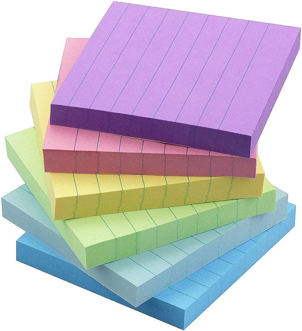 Early Buy 3x3 Lined Sticky Notes with 6 Pastel Color Self-Stick Notes 6 ...