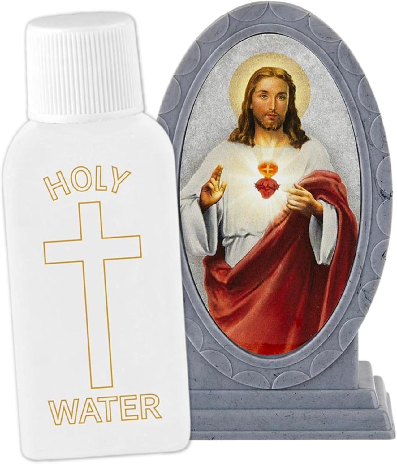 Amazon.com: Needzo Holy Water Bottle with Holder, Sacred Heart Stand ...