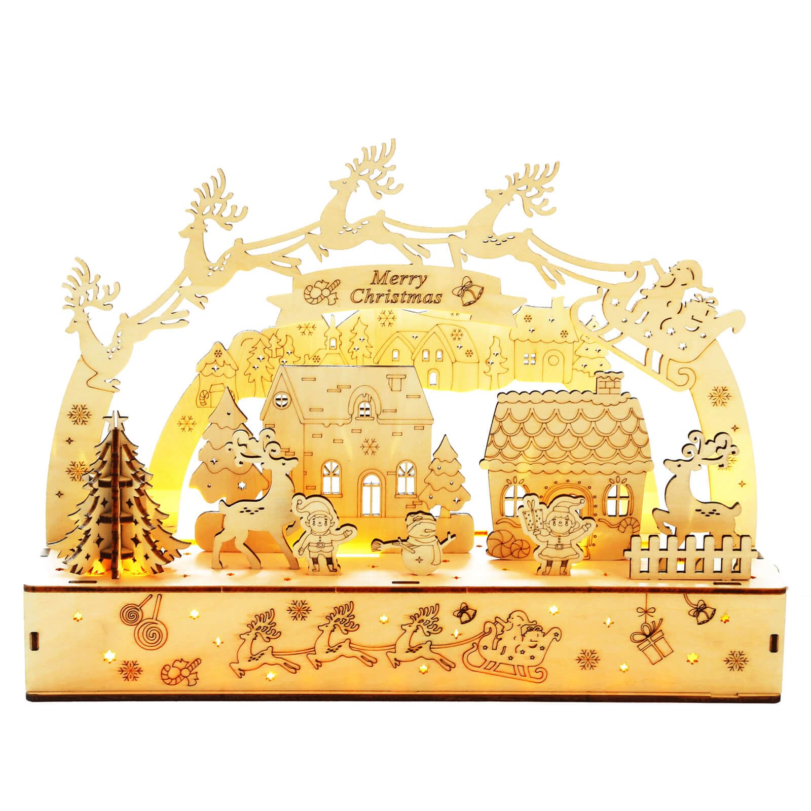 Amazon.com: 3D Wooden Puzzles for Adults 35pcs LED Light Xmas Theme DIY ...
