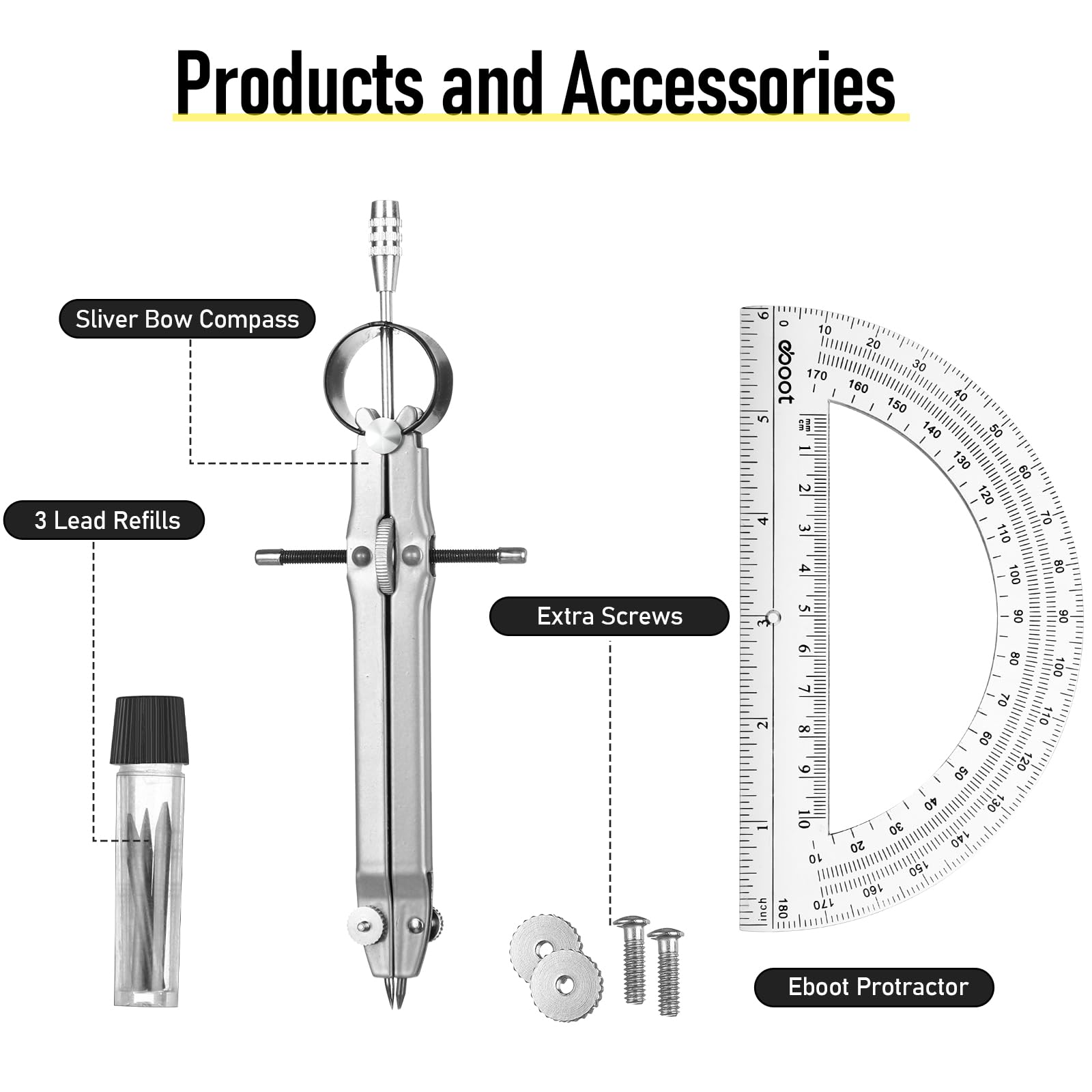 Snapklik.com : EBOOT Student Geometry Math Set, Drawing Compass And 6 ...