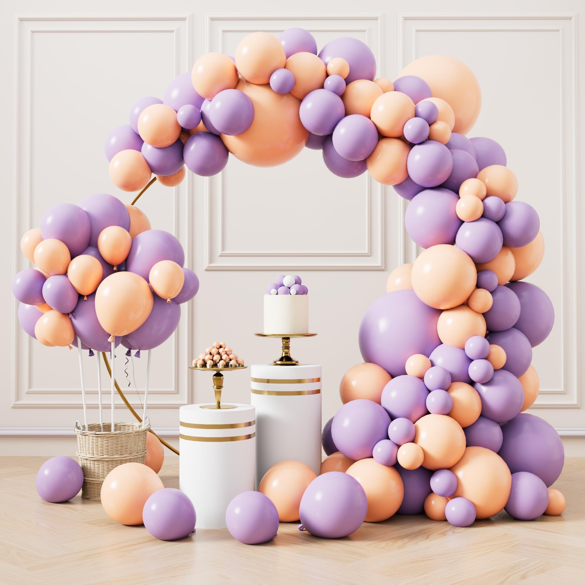 Amazon.com: RUBFAC Pastel Purple and Pastel Orange Balloons Different ...