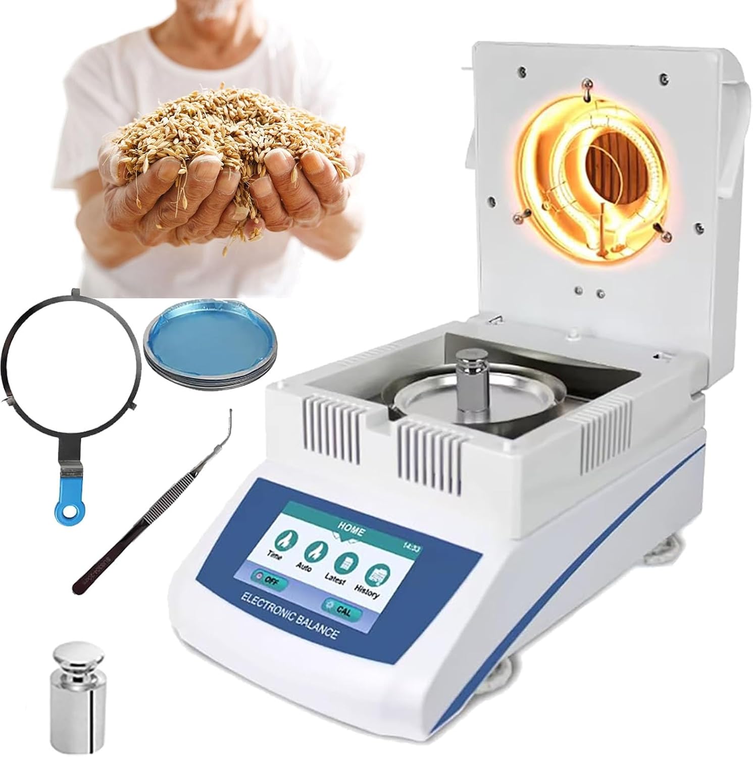 Digital Halogen Moisture Meter,2 Drying Modes,0.001/0.002/0.005g ...