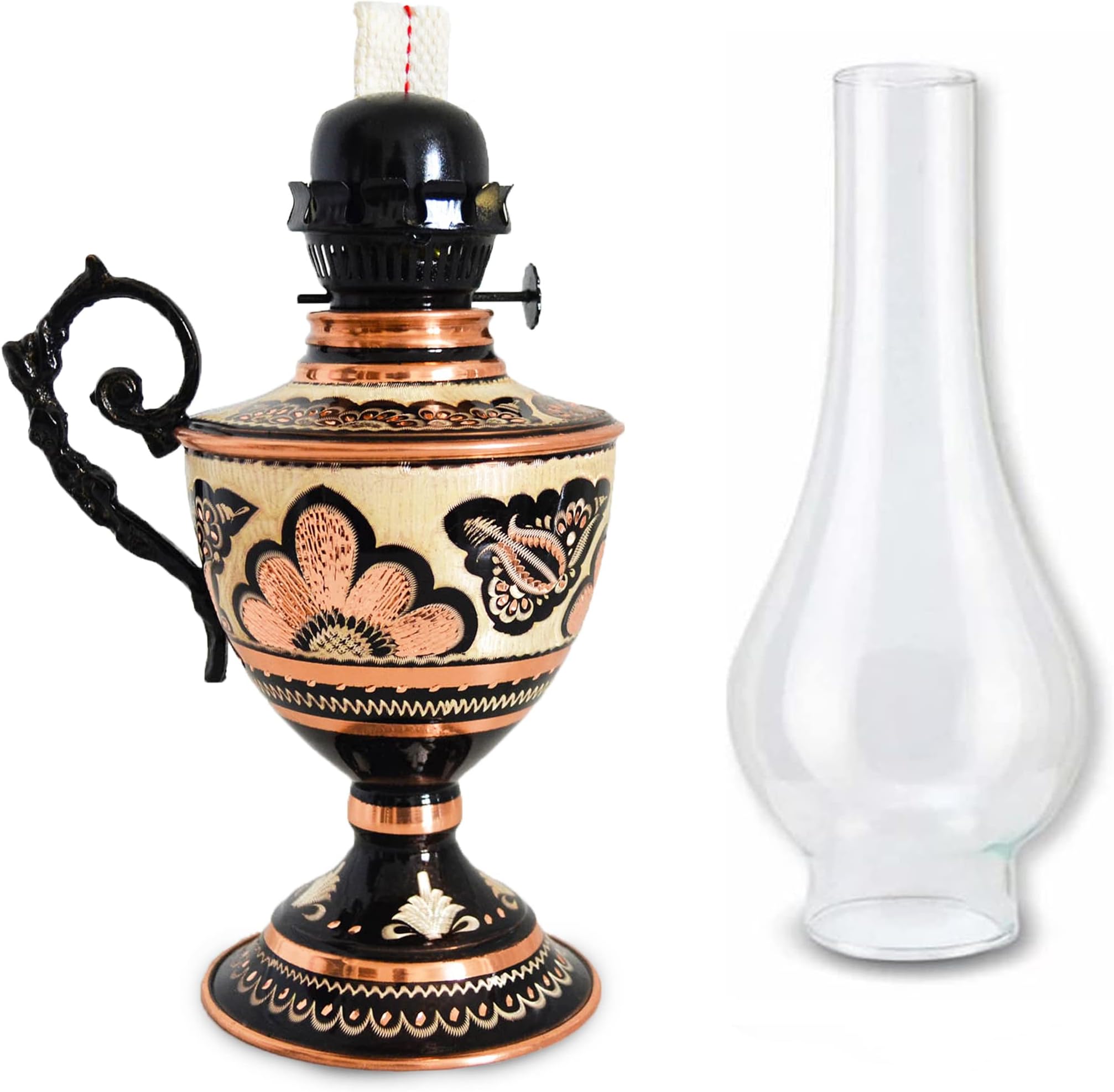 Amazon.com: Solid Engraved Copper Oil Lamp, Decorative Kerosene Lantern ...