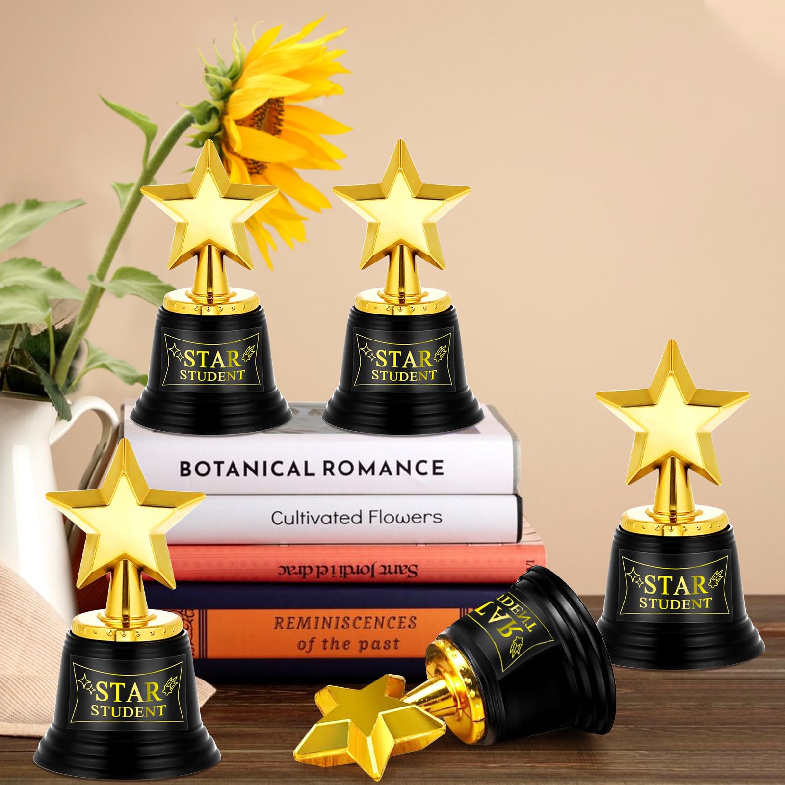 Snapklik.com : 32 Pack Mini Star Trophy Awards Bulk 4.7 Inch Plastic Gold Star Award Trophies ...