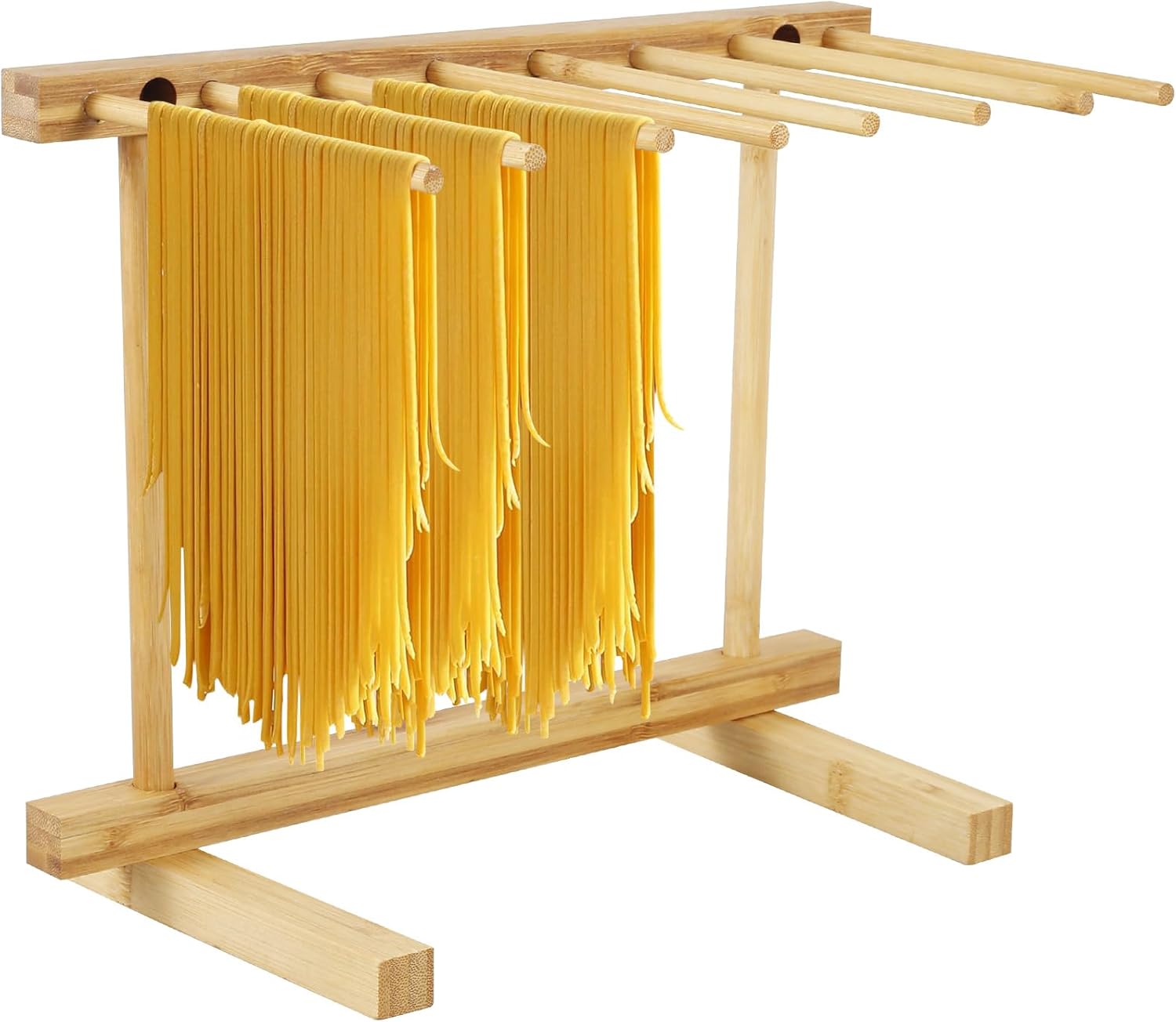 Pasta Drying Rack With 8 Bars Wooden Detachable Stand - Spaghetti ...
