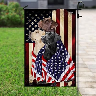 Amazon.com : American Flag - Yellow Labrador Retriever Patriotic Animal ...