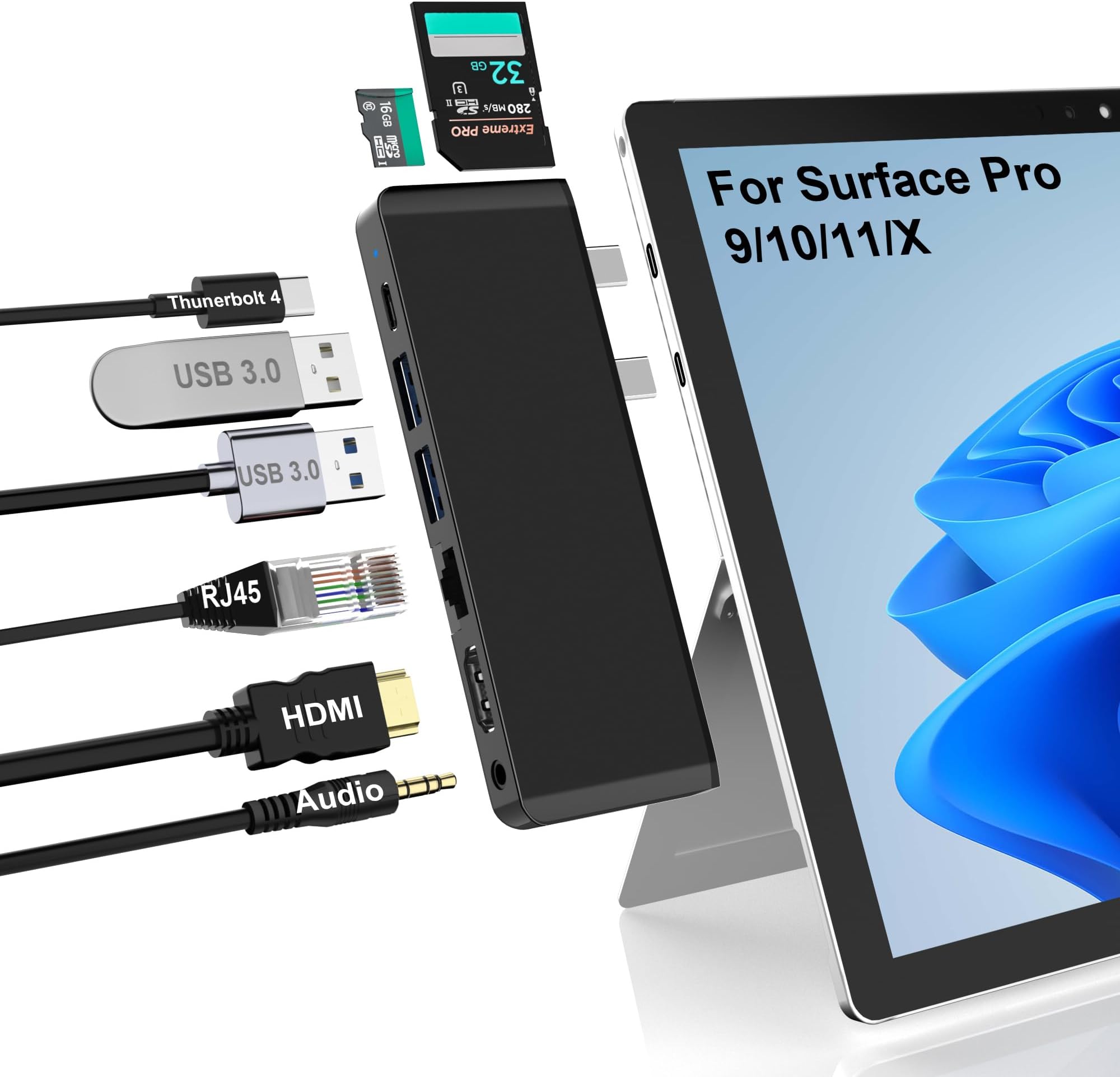 Amazon.com: Surface Pro 9/Pro 11 USB Hub Docking Station with 4K HDMI ...