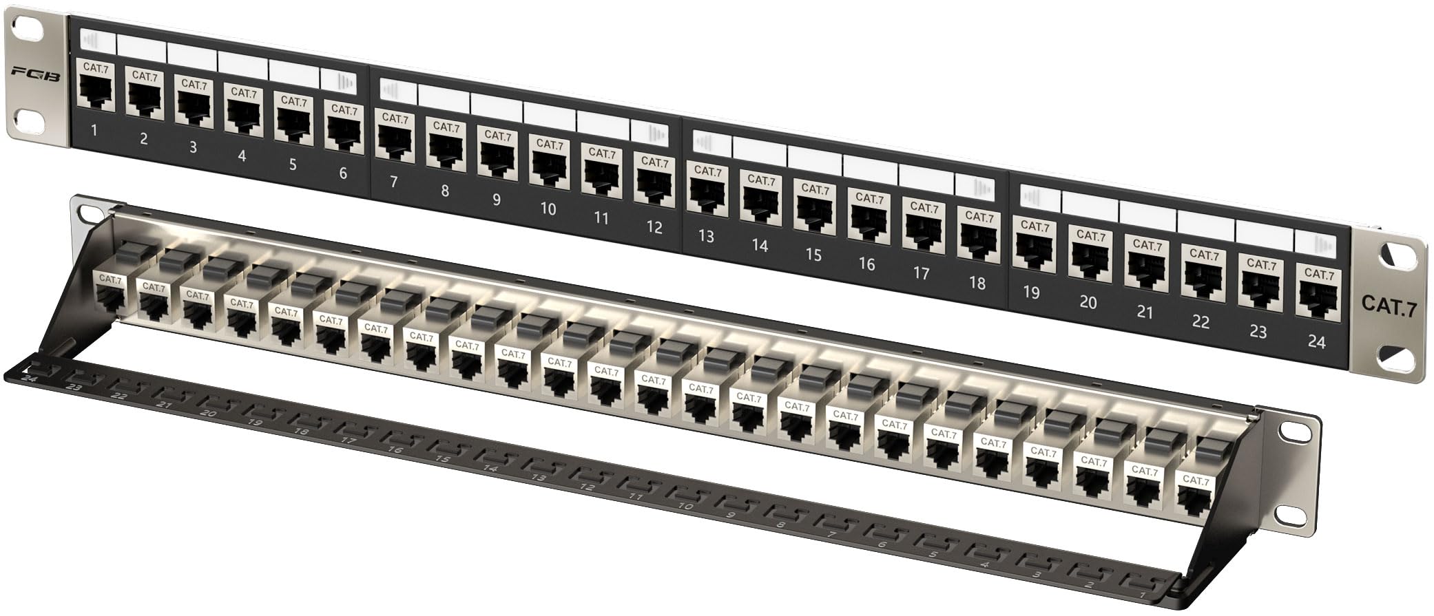 FGB 10Gbps 1U 24 Port Patch Panel and Cat7 RJ45 Shielded Keystone ...