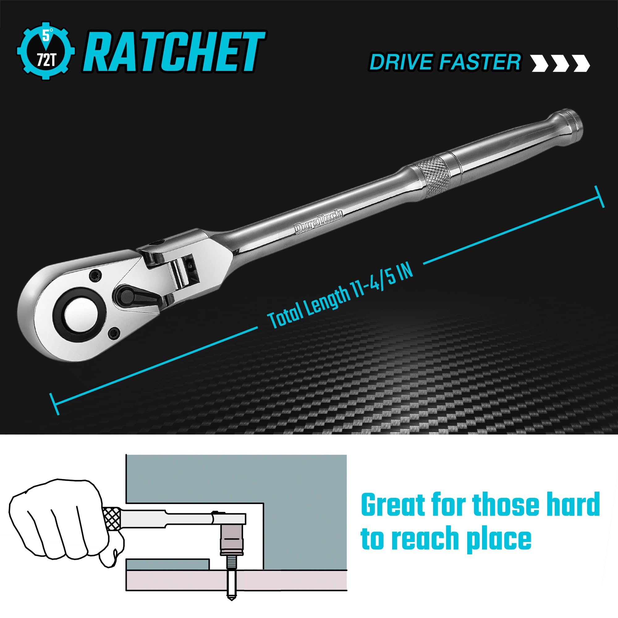 Snapklik.com : 1/2 Drive Flex-Head Ratchet, 72-Tooth Ratchet Wrench ...