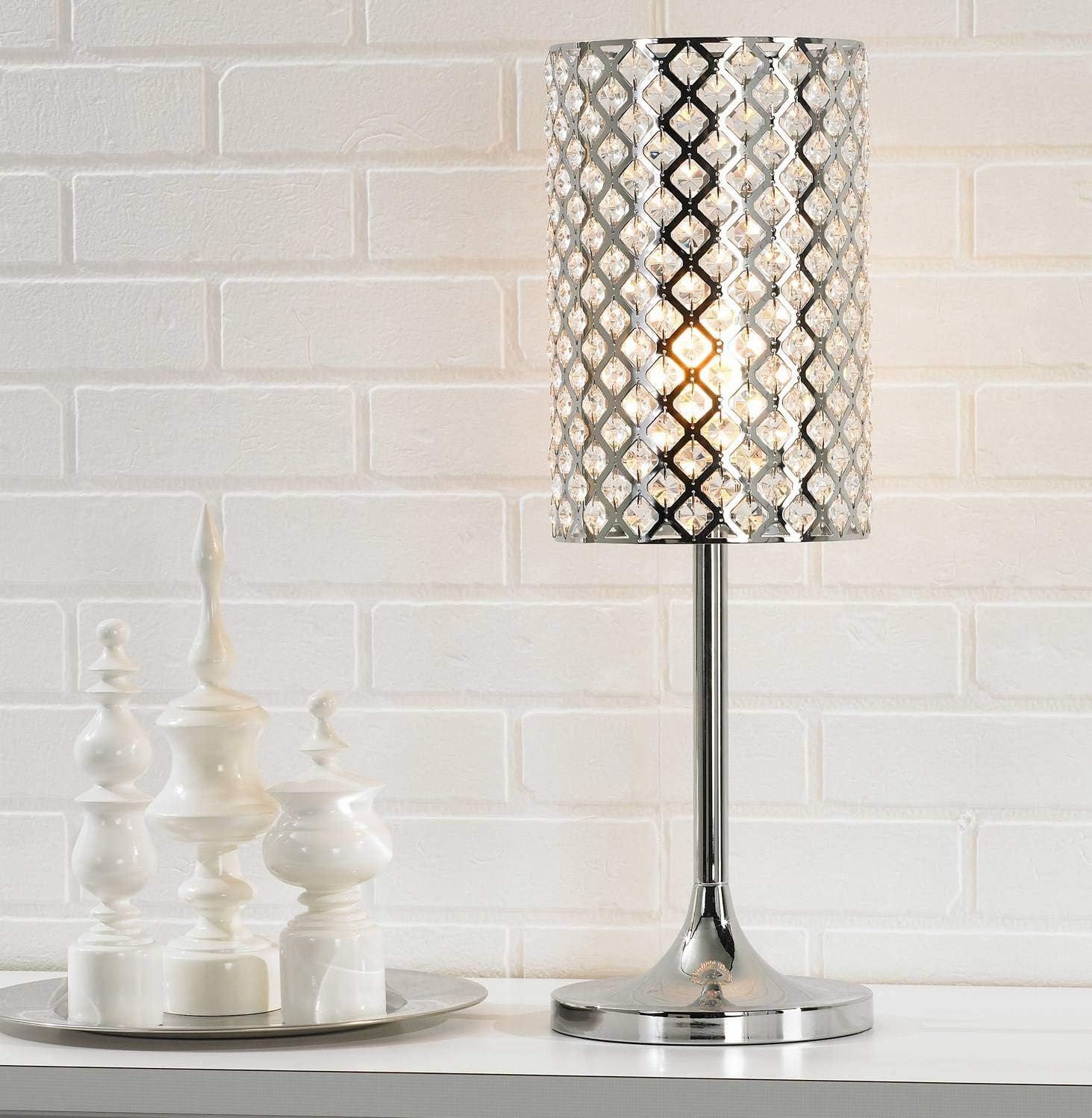 360 Lighting Glitz Modern Glam Table Lamp 24" High Polished Chrome ...