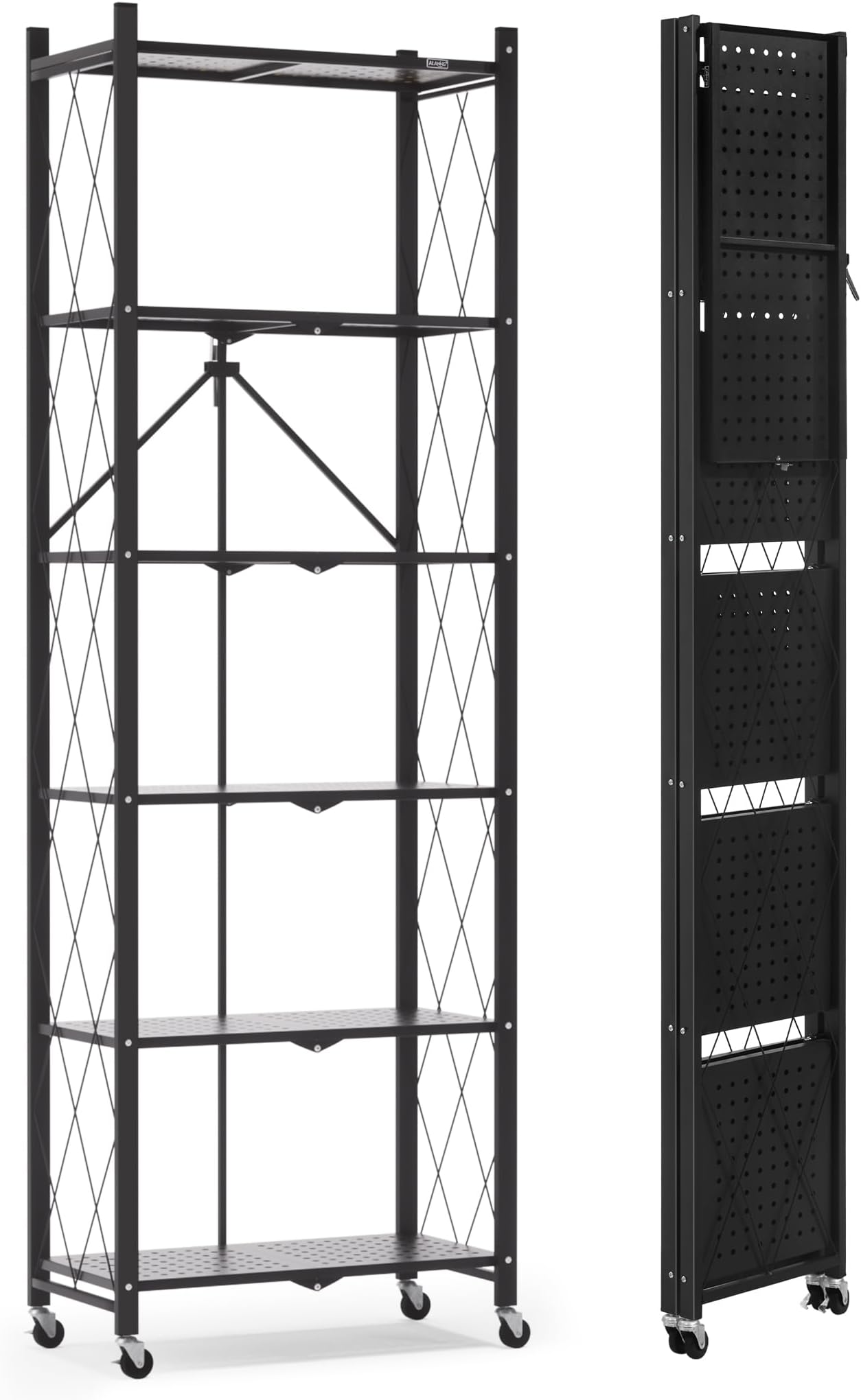 Amazon.com: ALANNG 73.6 Inch Folding Bookshelf, 6 Tier Metal Bookcase ...