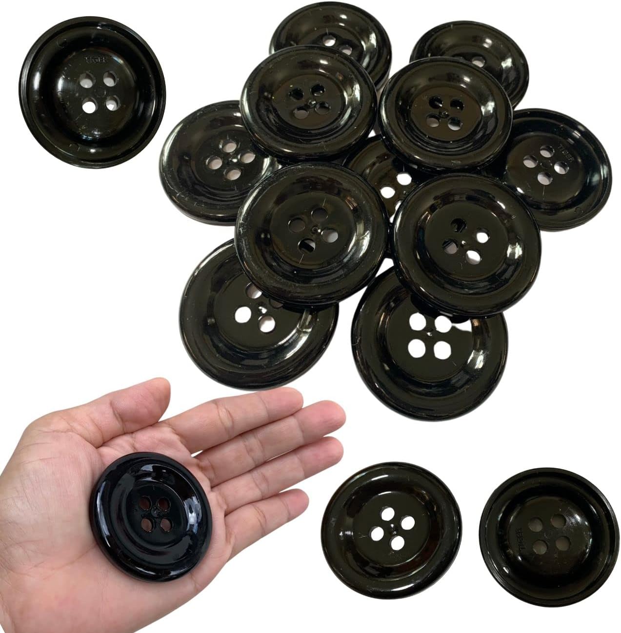 Amazon.com: Large Size Bold Black Buttons Pack of 40