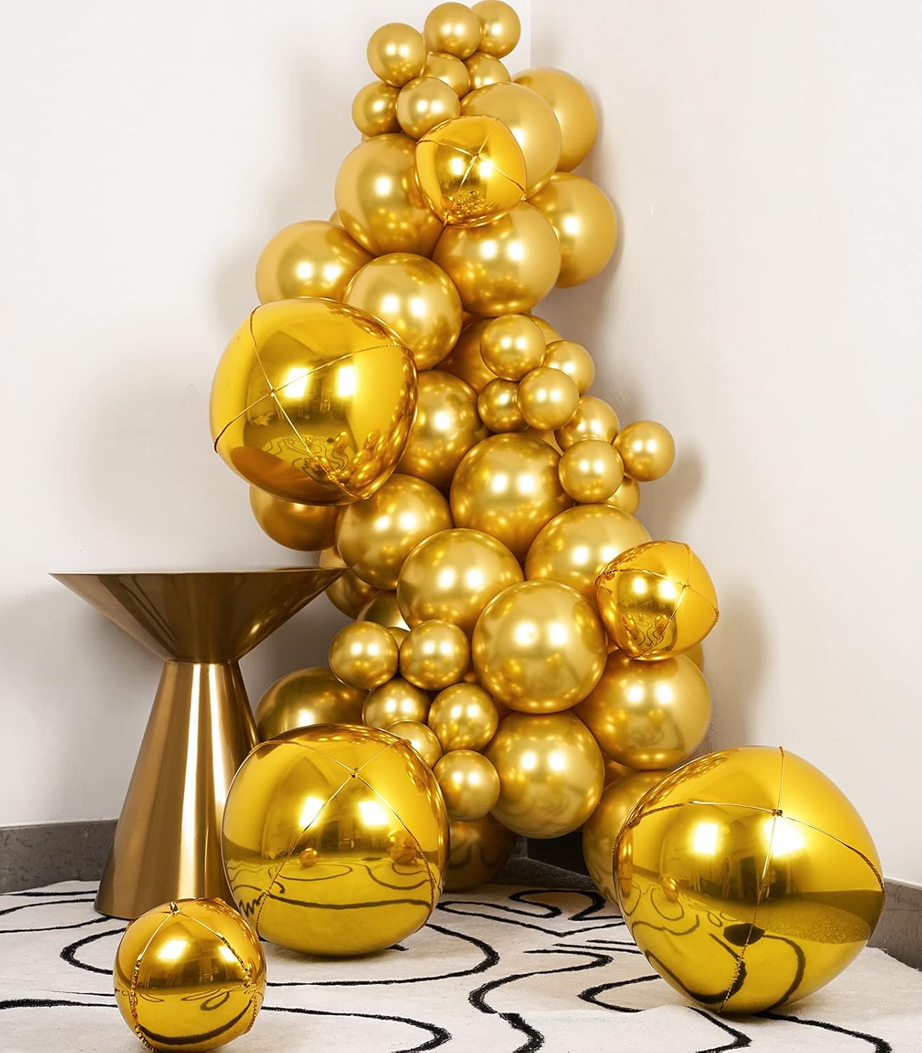 Amazon.com: SUWEN Metallic Chrome Gold Balloons and Gold 4D Balloon ...
