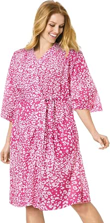 Dreams & Co. Women's Plus Size Cooling Robe - 34/36, Paradise Pink ...
