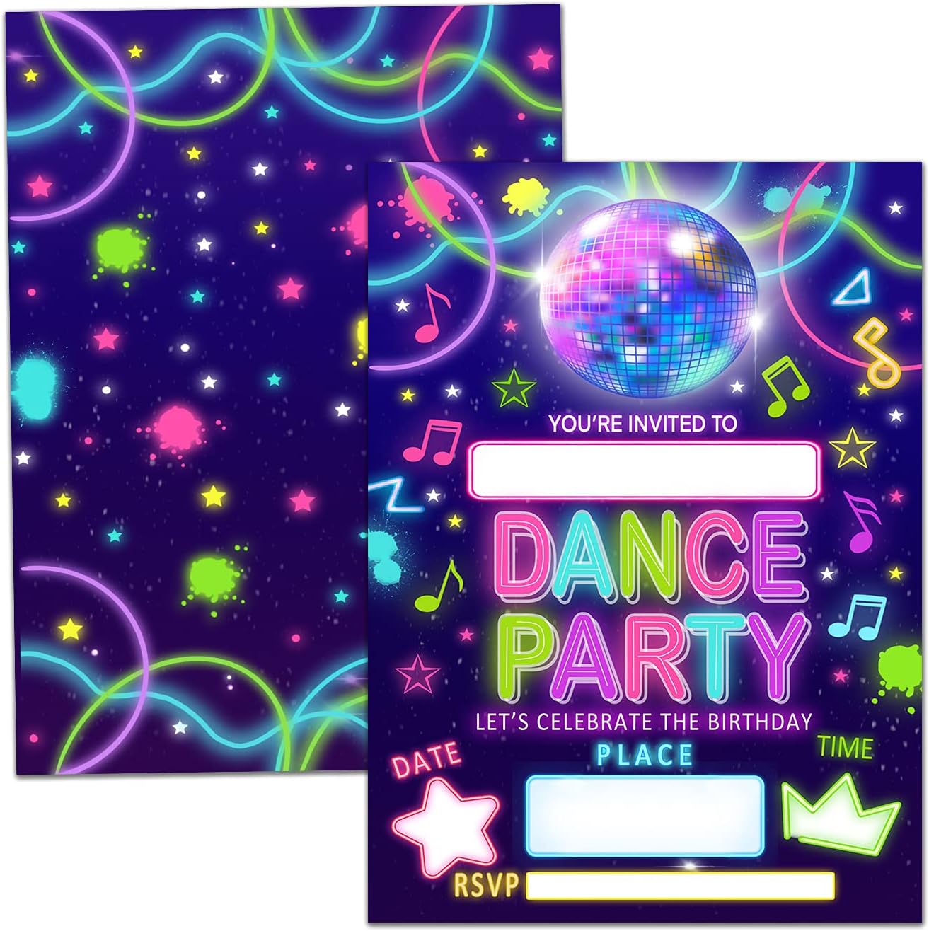 Amazon.com : Nopoben Dance Party Invitation Cards, Disco Birthday Party ...