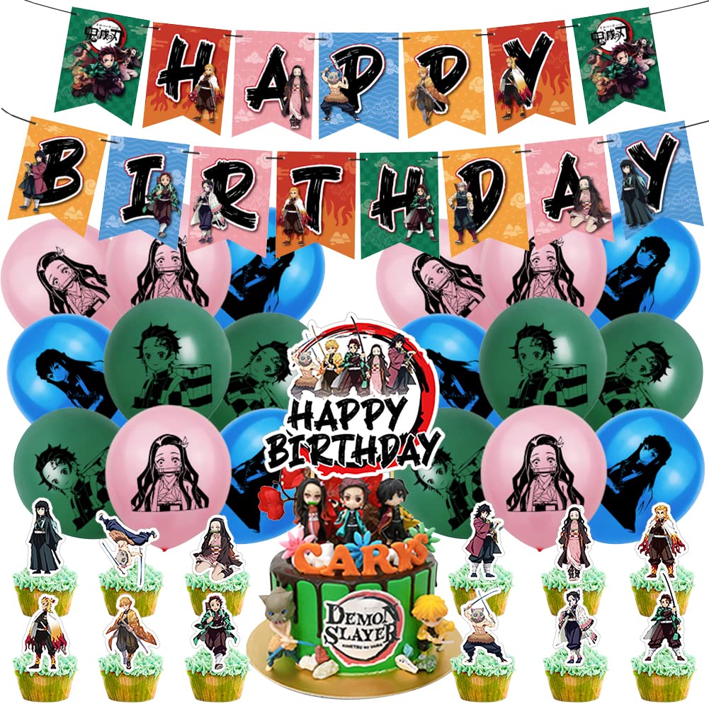 Buy BESTZY Demon Slayer Birthday Decorations Balloon Demon Slayer Theme Birthday Decor Party ...