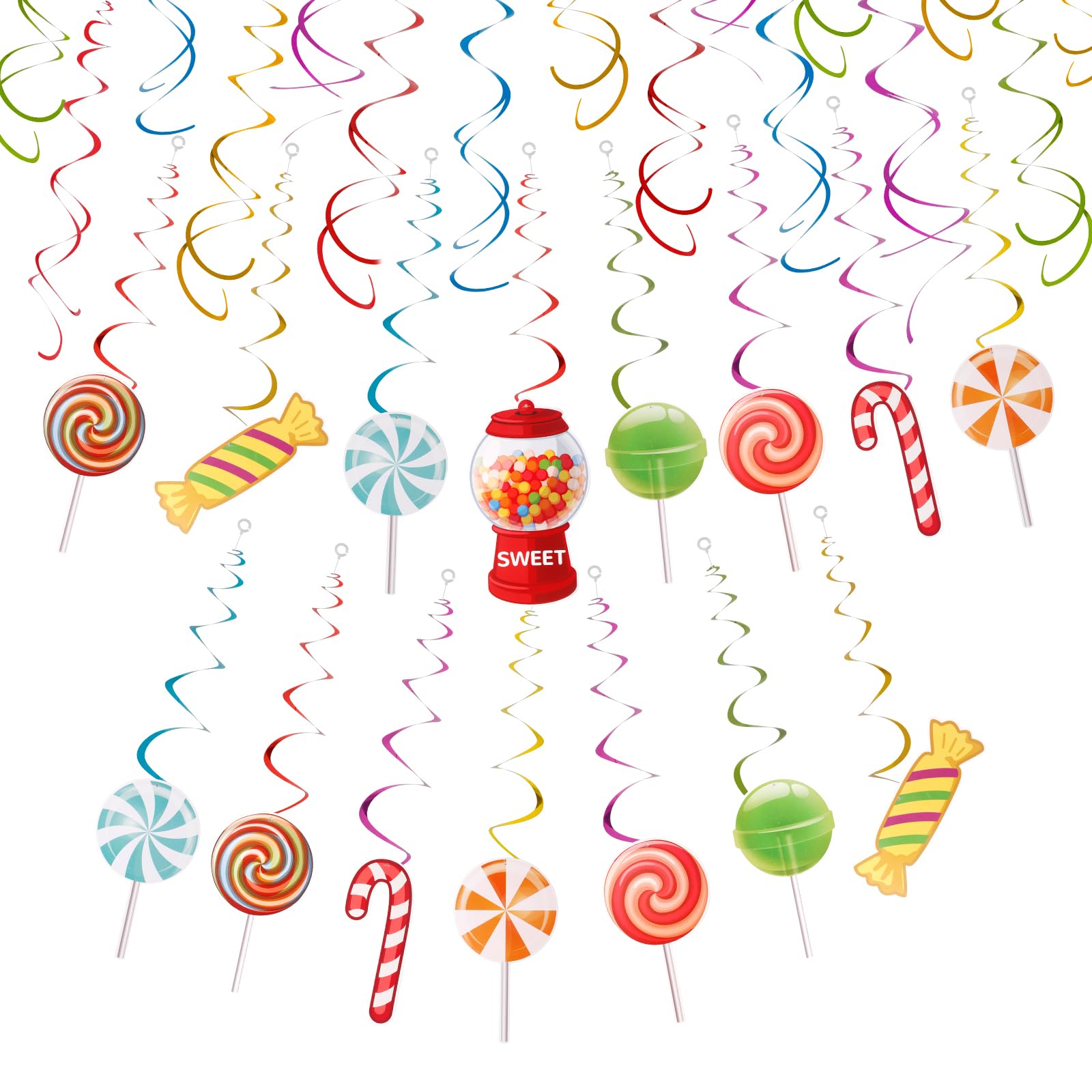 Candyland Party Decorations, 30 Pcs Colorful Lollipop Hanging Swirls ...
