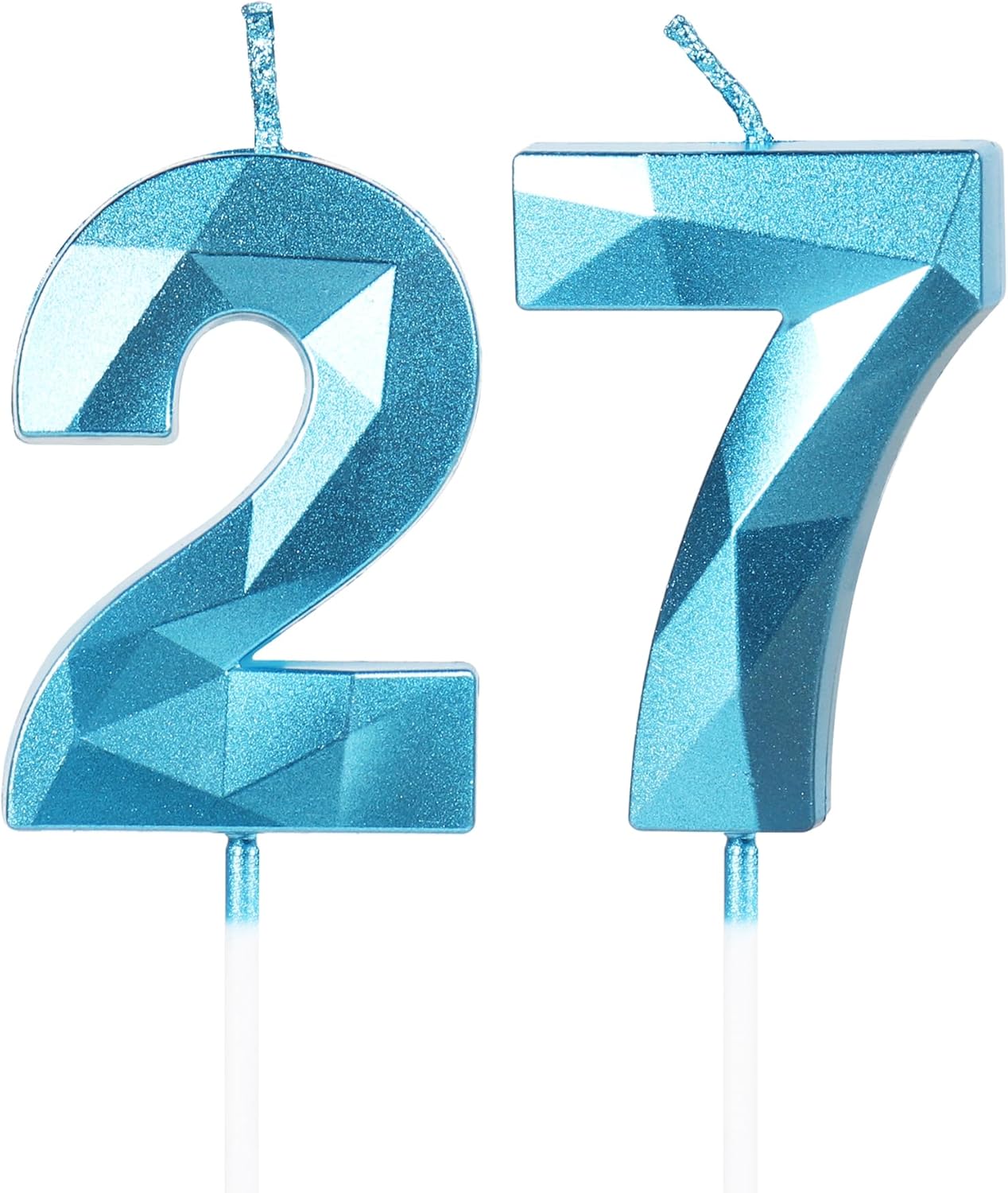 Amazon.com: 27th Birthday Candles,Number 27 Candles,Blue Happy Birthday ...